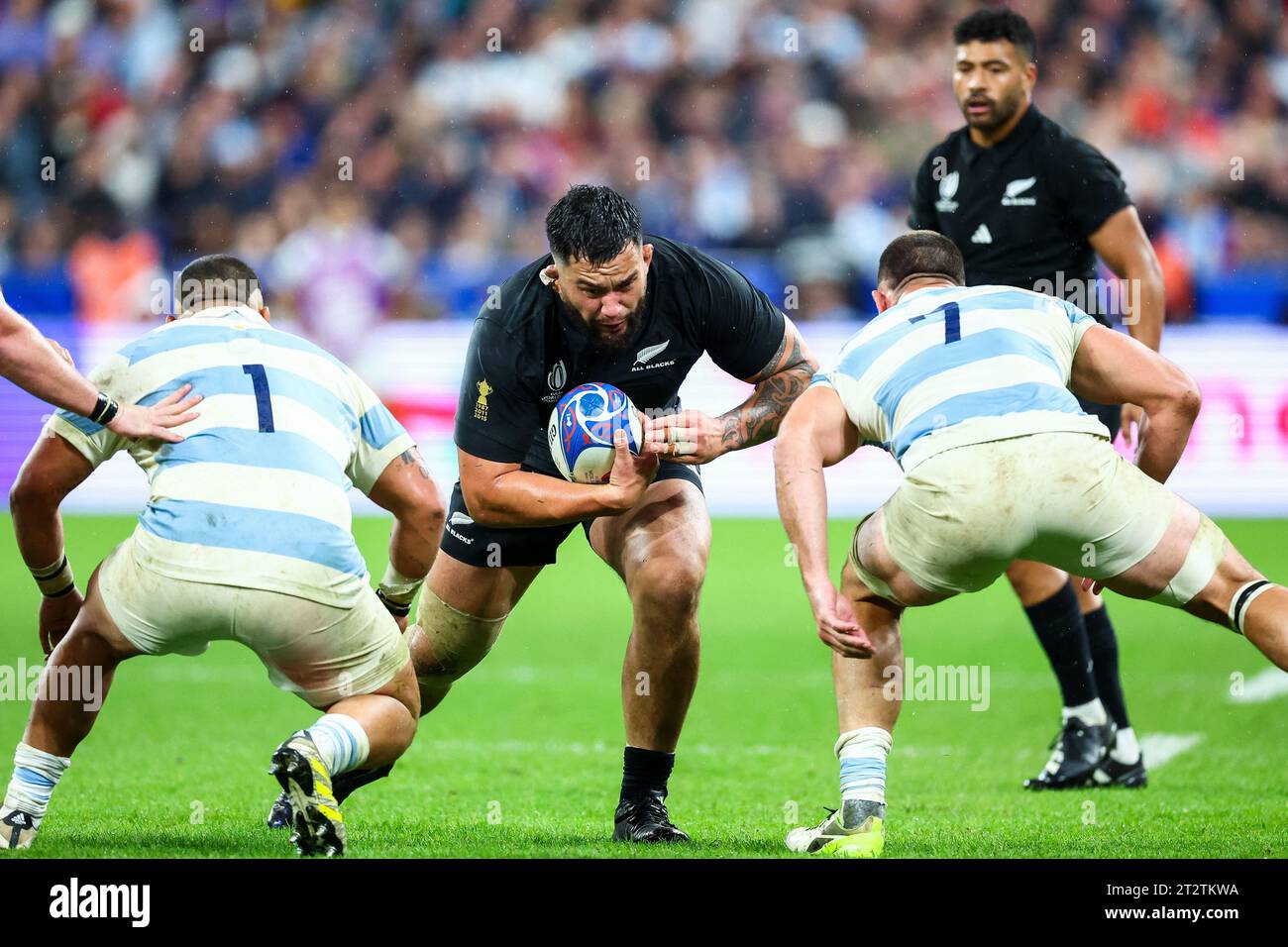 Tyrel Lomax #3 of New Zealand during the Rugby World Cup Semi-final 1 ...