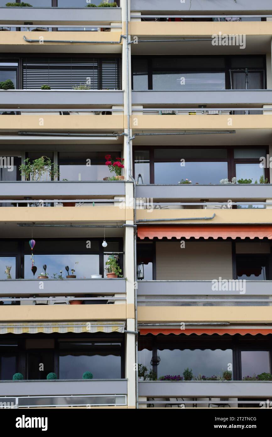 Massive-balcony-apartment in the 70s Style Stock Photo - Alamy