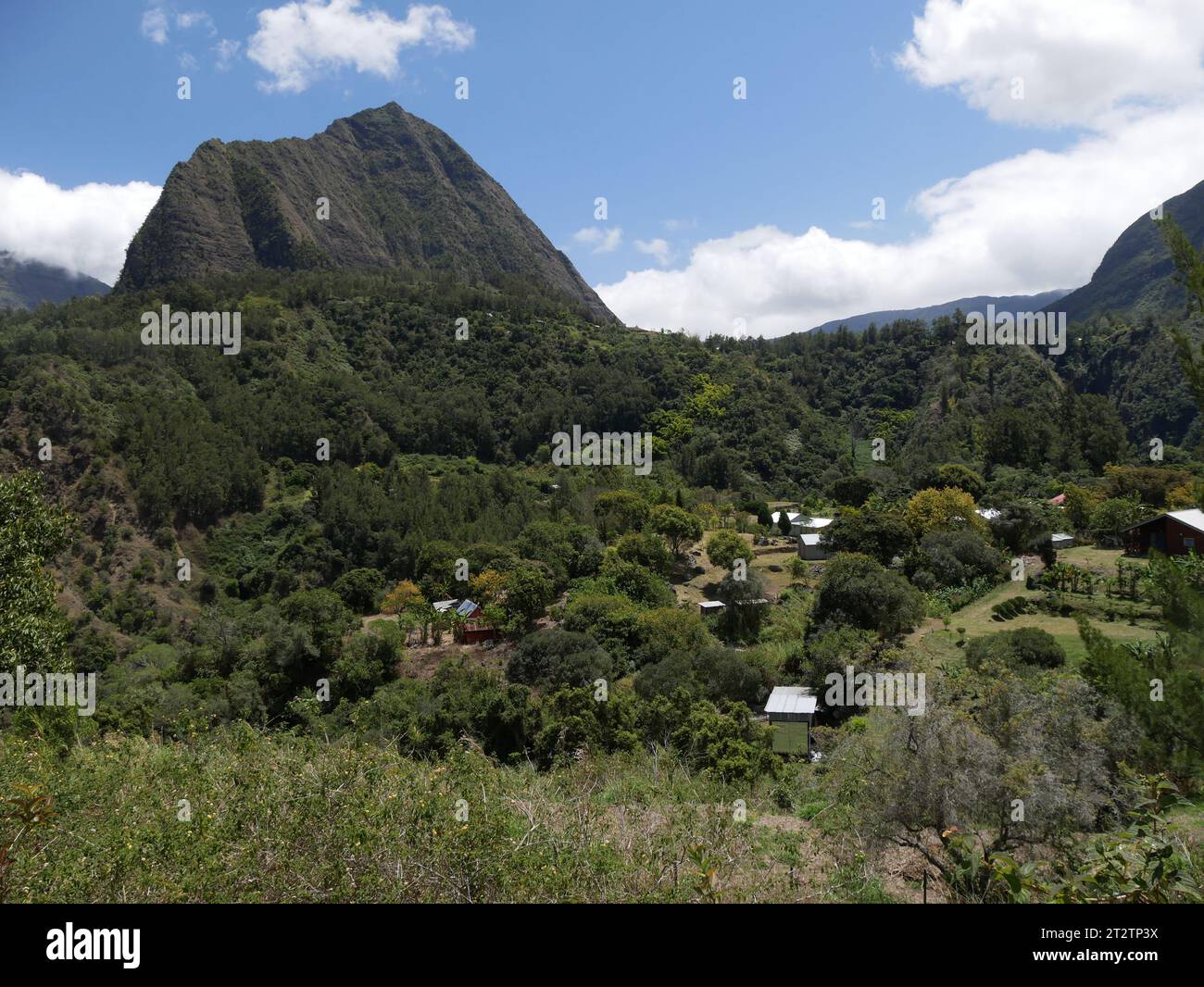 Inside Mafate cirque near ilet a malheur, a unesco world heritage site ...