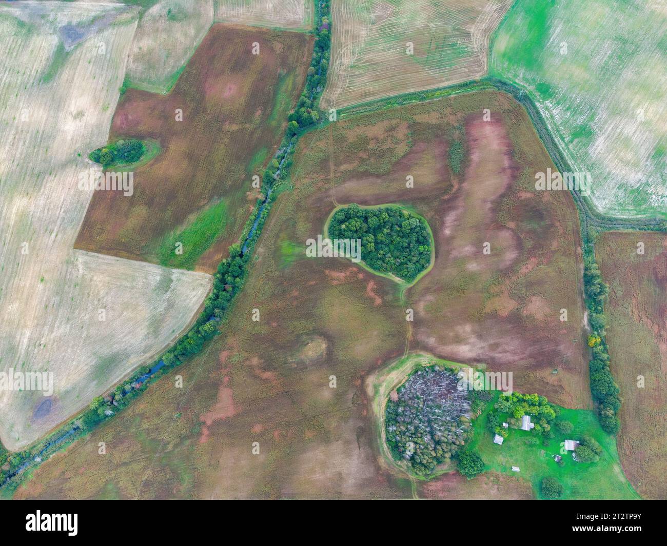 Aerial view. Lithuanian autumn fields by day from above Stock Photo - Alamy
