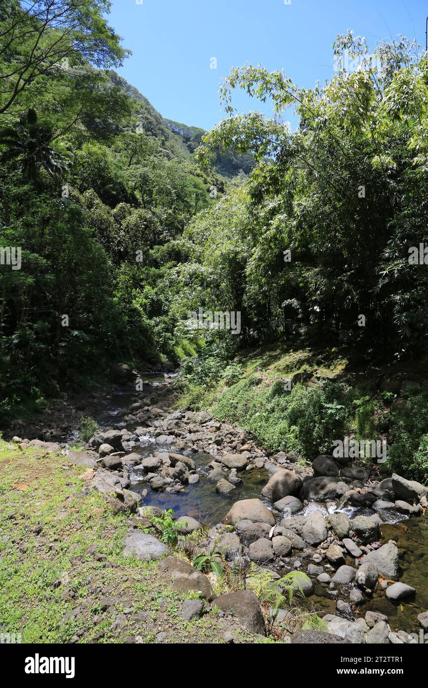 The site of the 3 Cascades of Te Fa’aurumai on the east coast of the ...