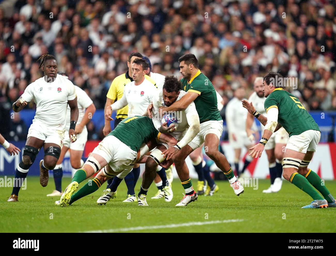 England's Courtney Lawes tackled by South Africa's Pieter-Steph du Toit ...