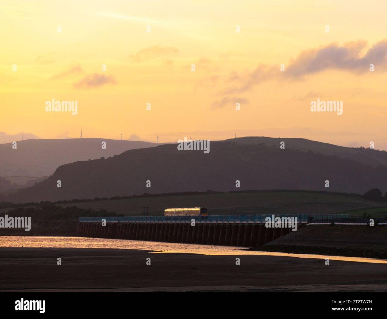 Northern Rail CAF Civity class 195 train 195104 crossing Levens viaduct ...
