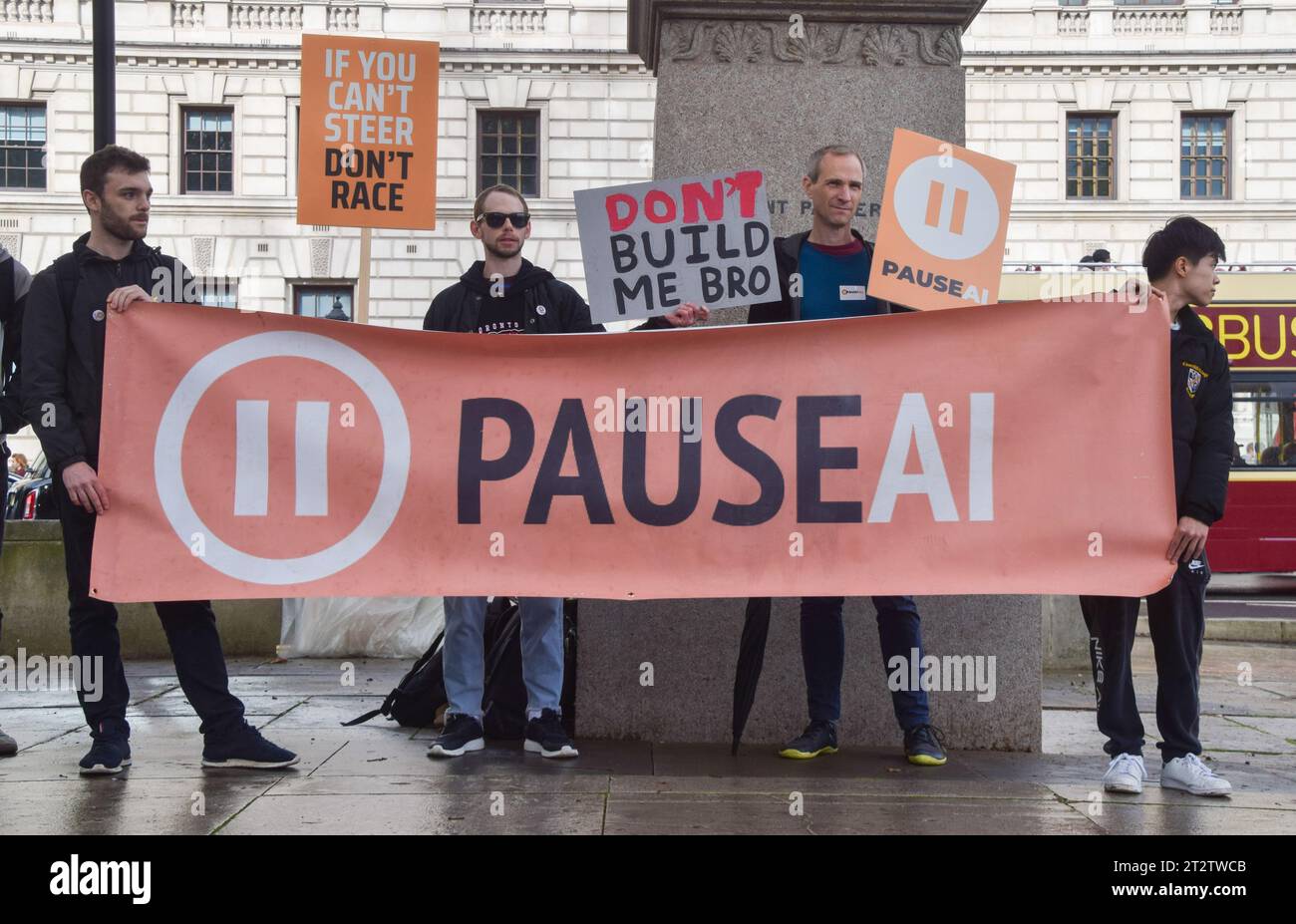 London, UK. 21st October 2023. Protesters working in Artificial ...