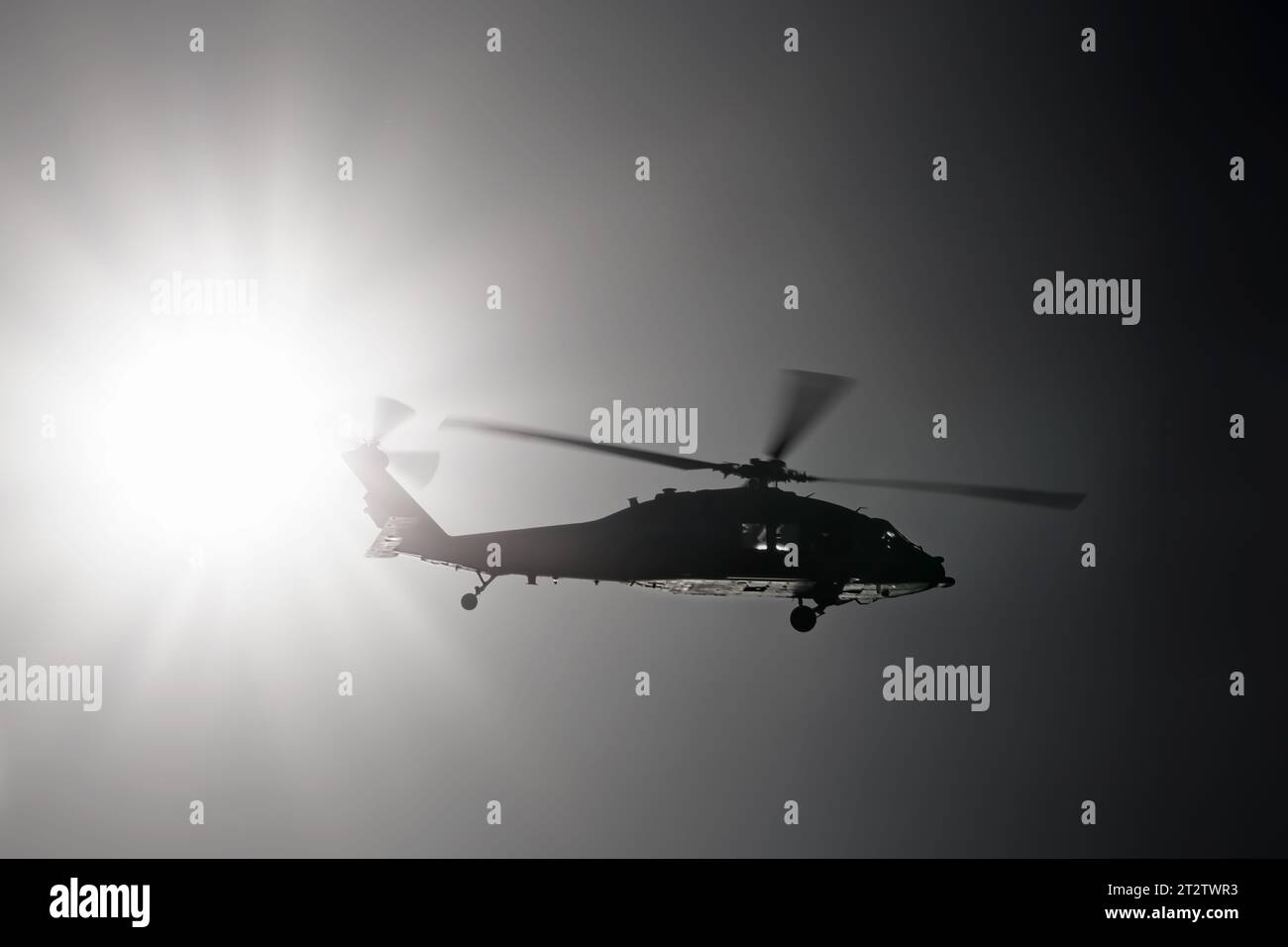 A US Navy UH-60 Black Hawk helicopter over Coronado, California Stock ...