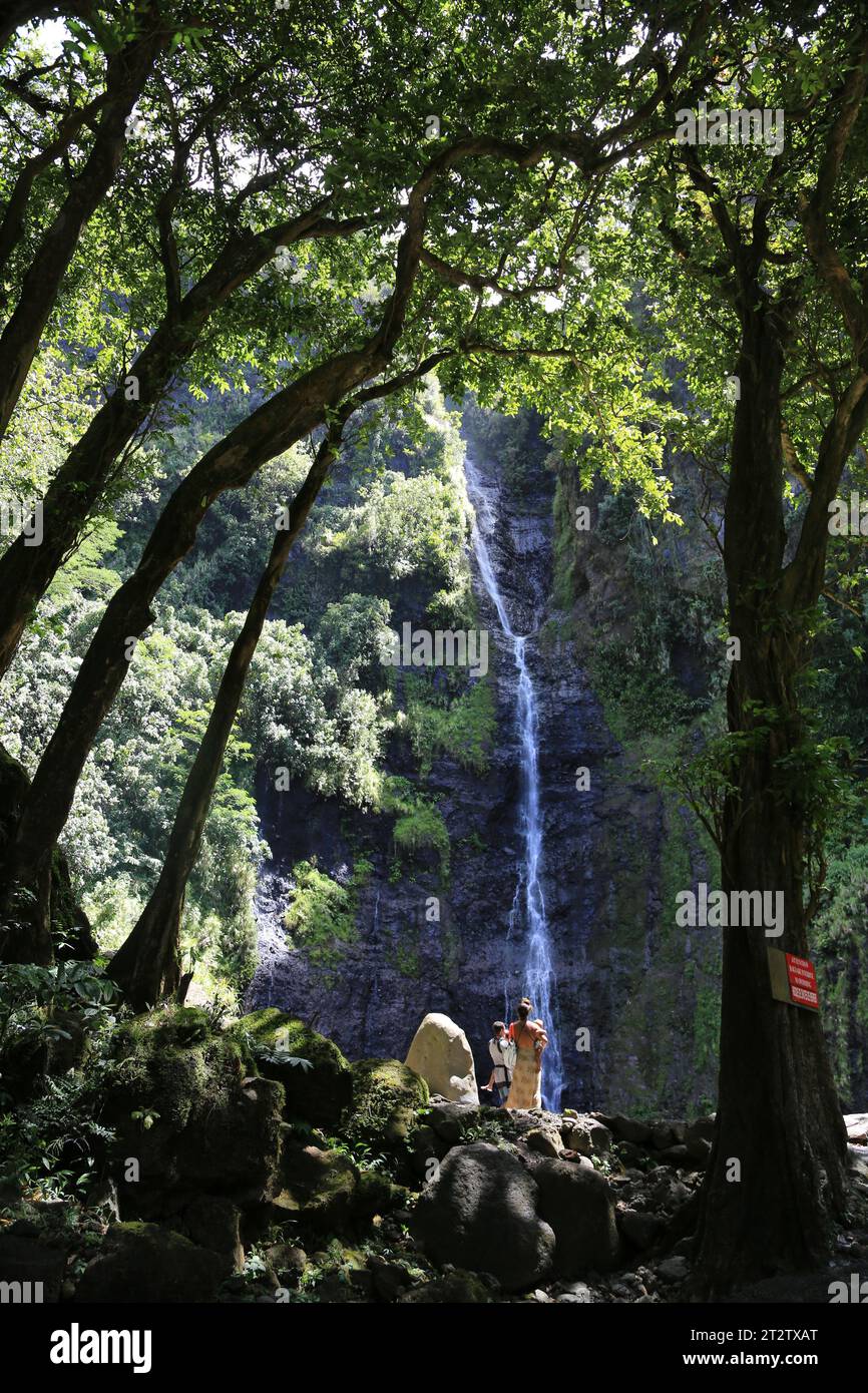 The site of the 3 Cascades of Te Fa’aurumai on the east coast of the ...