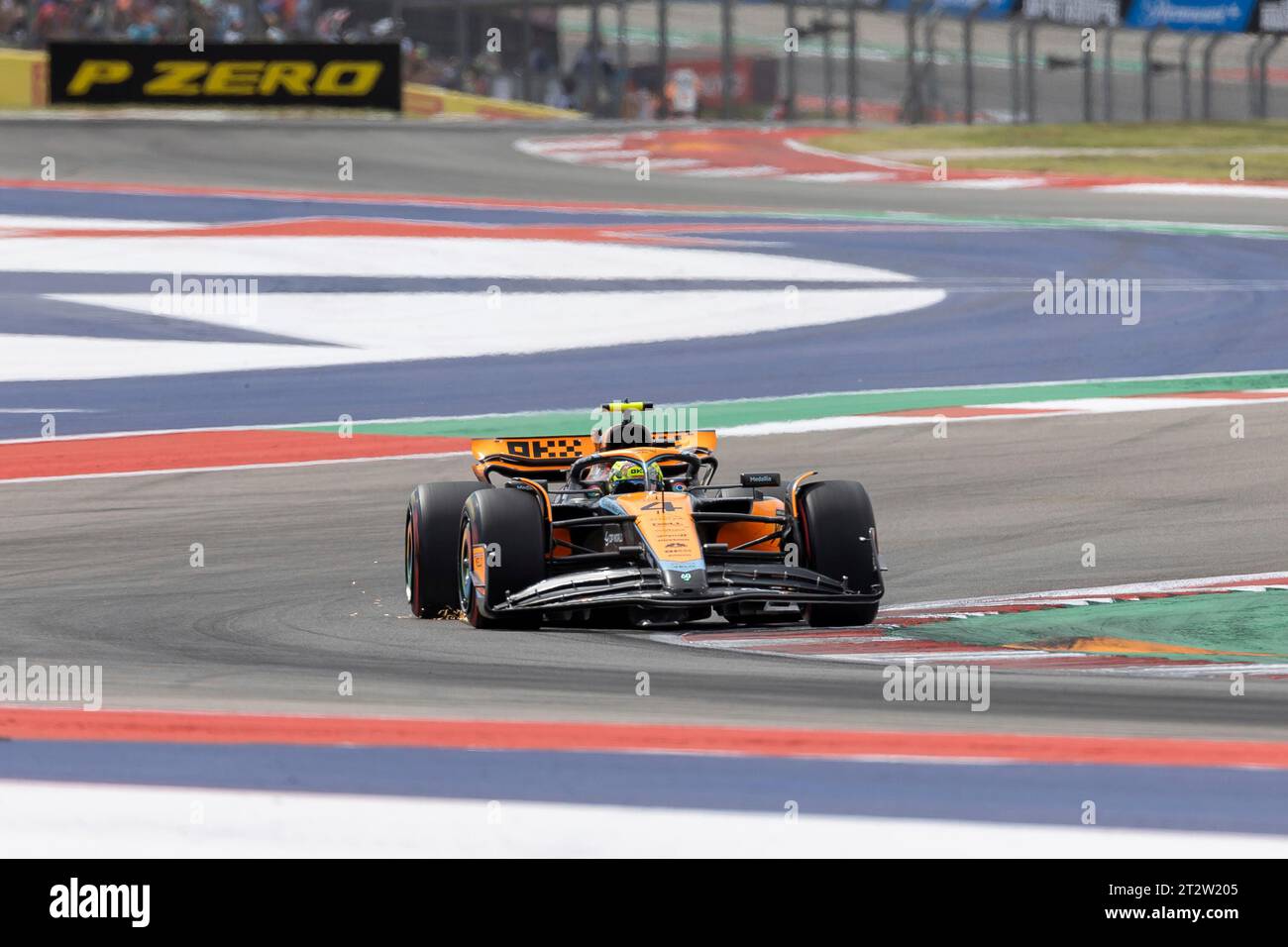 AUSTIN, TX - OCTOBER 21: sparks fly beside McLaren F1 Team driver Lando ...