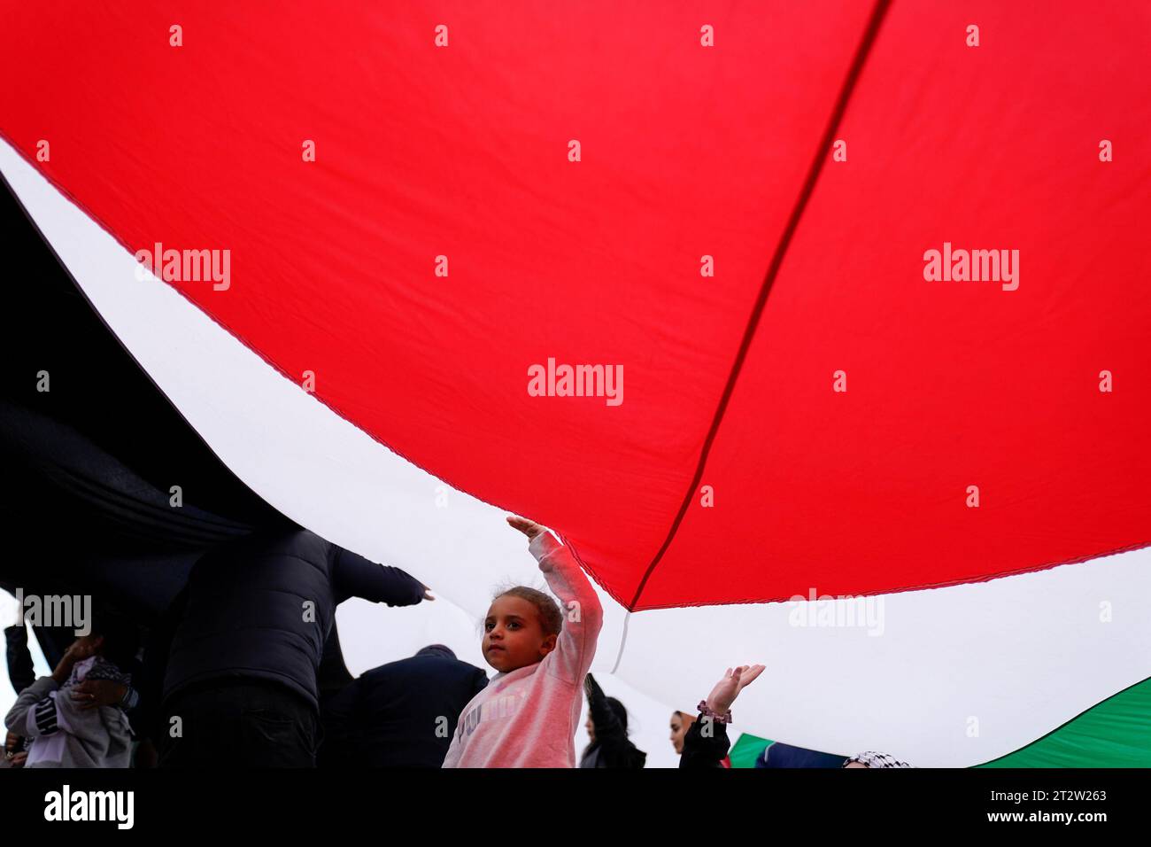 Jena. Elkherpitawy, 6, of South River, N.J., reaches up to touch a flag ...