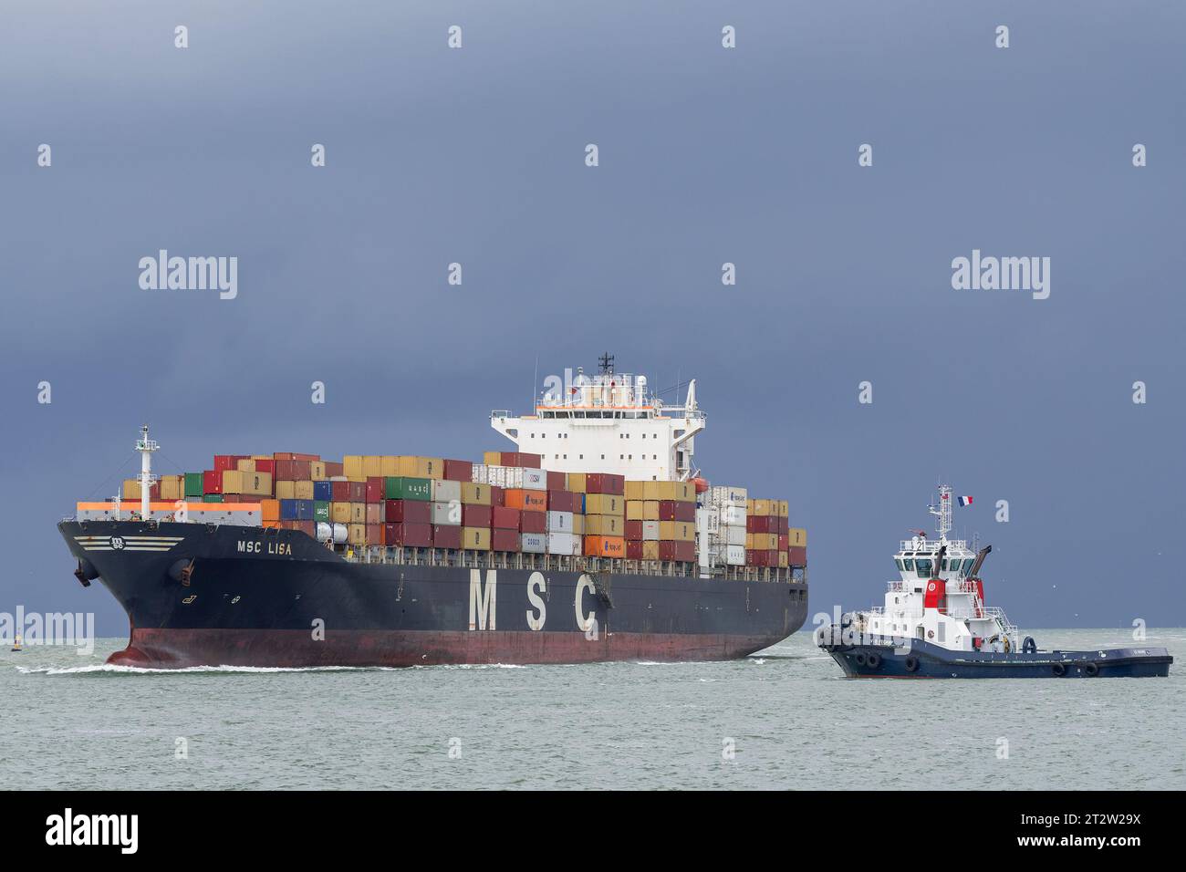 Le Havre, France - Container Ship MSC LISA arriving port of Le Havre ...