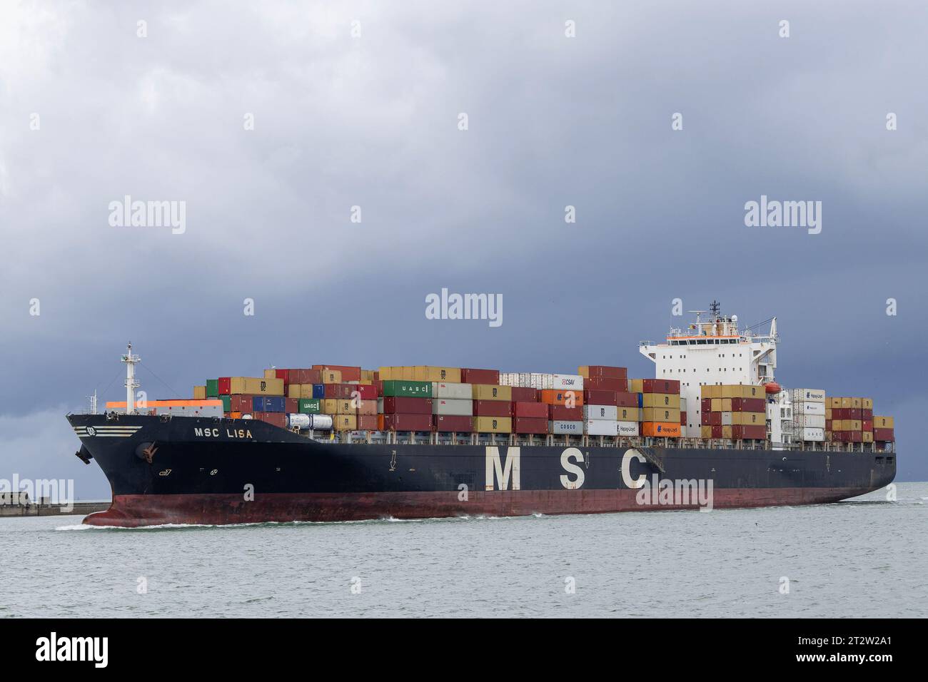 Le Havre, France - Container Ship MSC LISA arriving port of Le Havre ...
