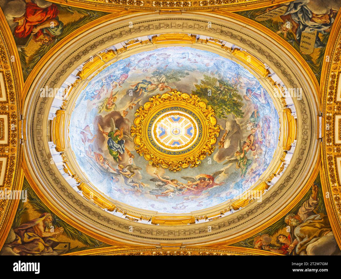 Interior of St. Peter's basilica ceiling fresco, Vatican, Italy Stock ...