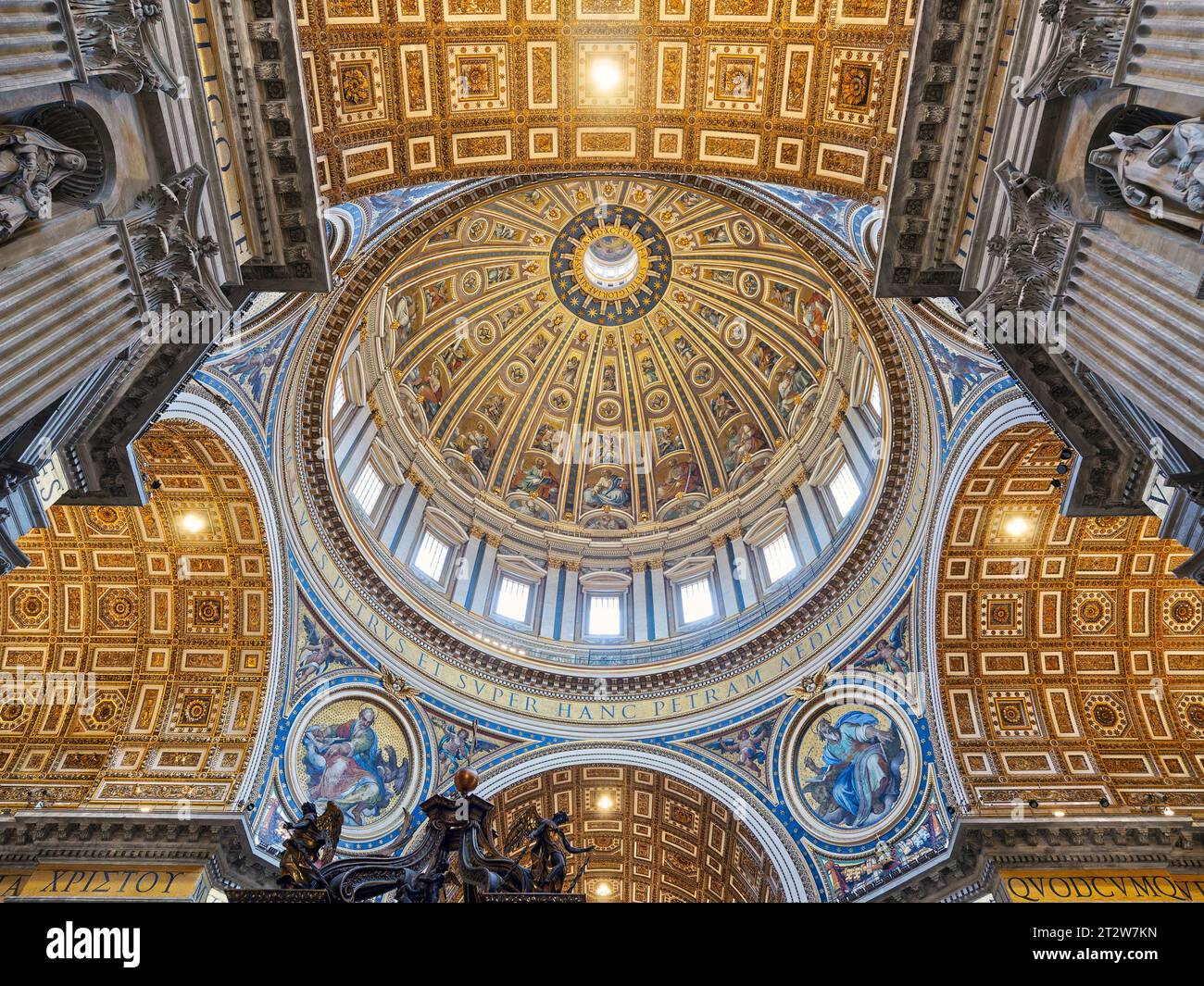 Interior of St. Peter's basilica ceiling fresco, Vatican, Italy Stock ...