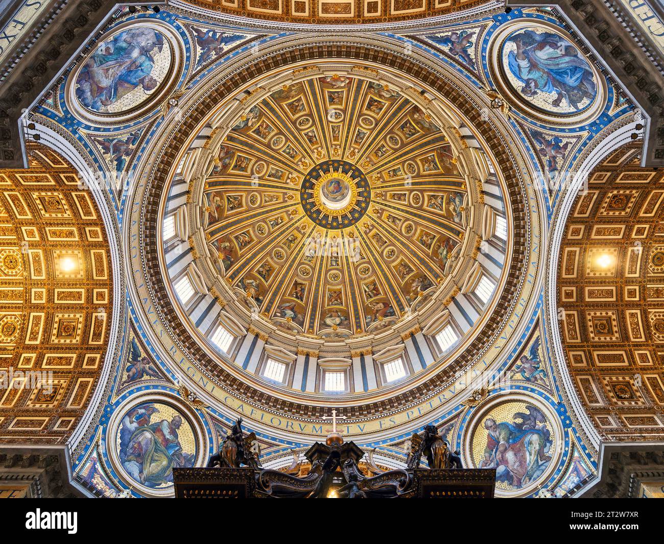 Interior of St. Peter's basilica ceiling fresco, Vatican, Italy Stock ...
