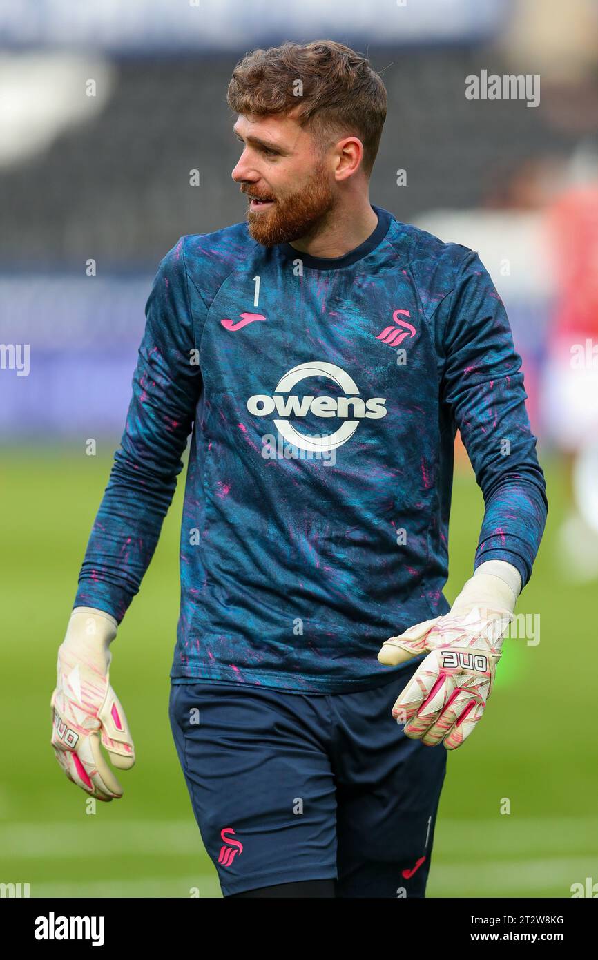 Andy Fisher #1 of Swansea City warming up during the Sky Bet ...