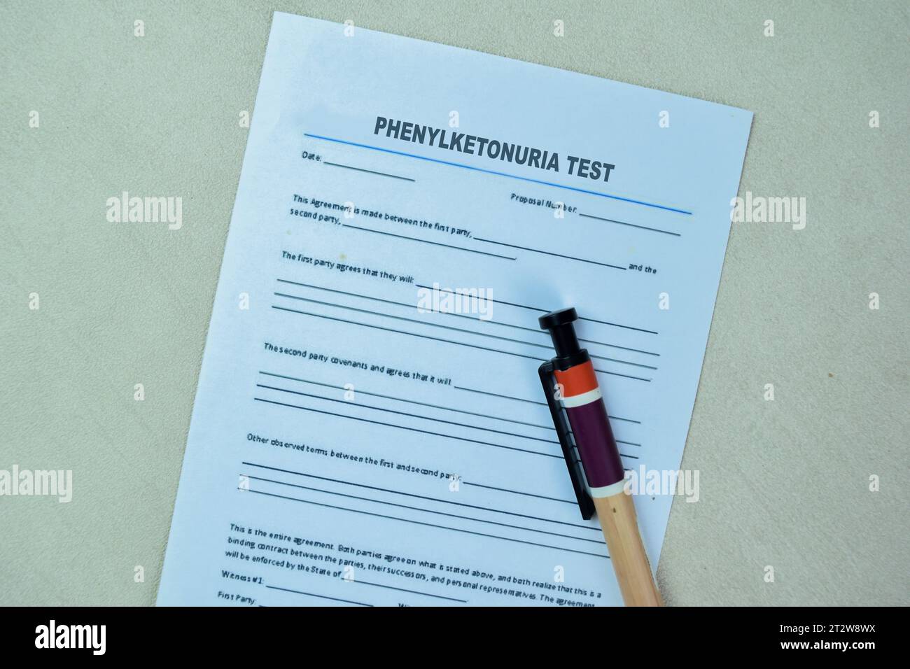 Concept of Form Phenylketonuria Test write on paperwork isolated on ...