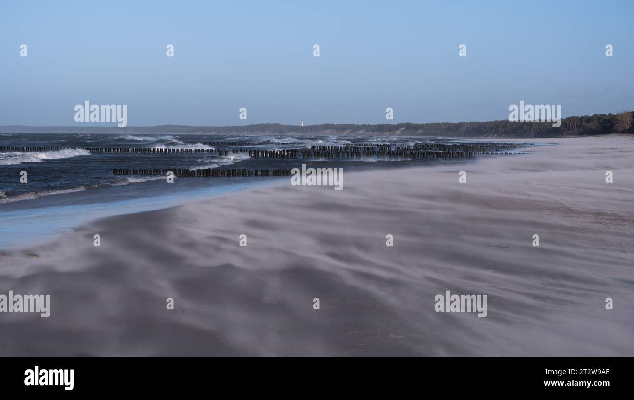 Sandstorm on the beach on the Baltic Sea Stock Photo - Alamy