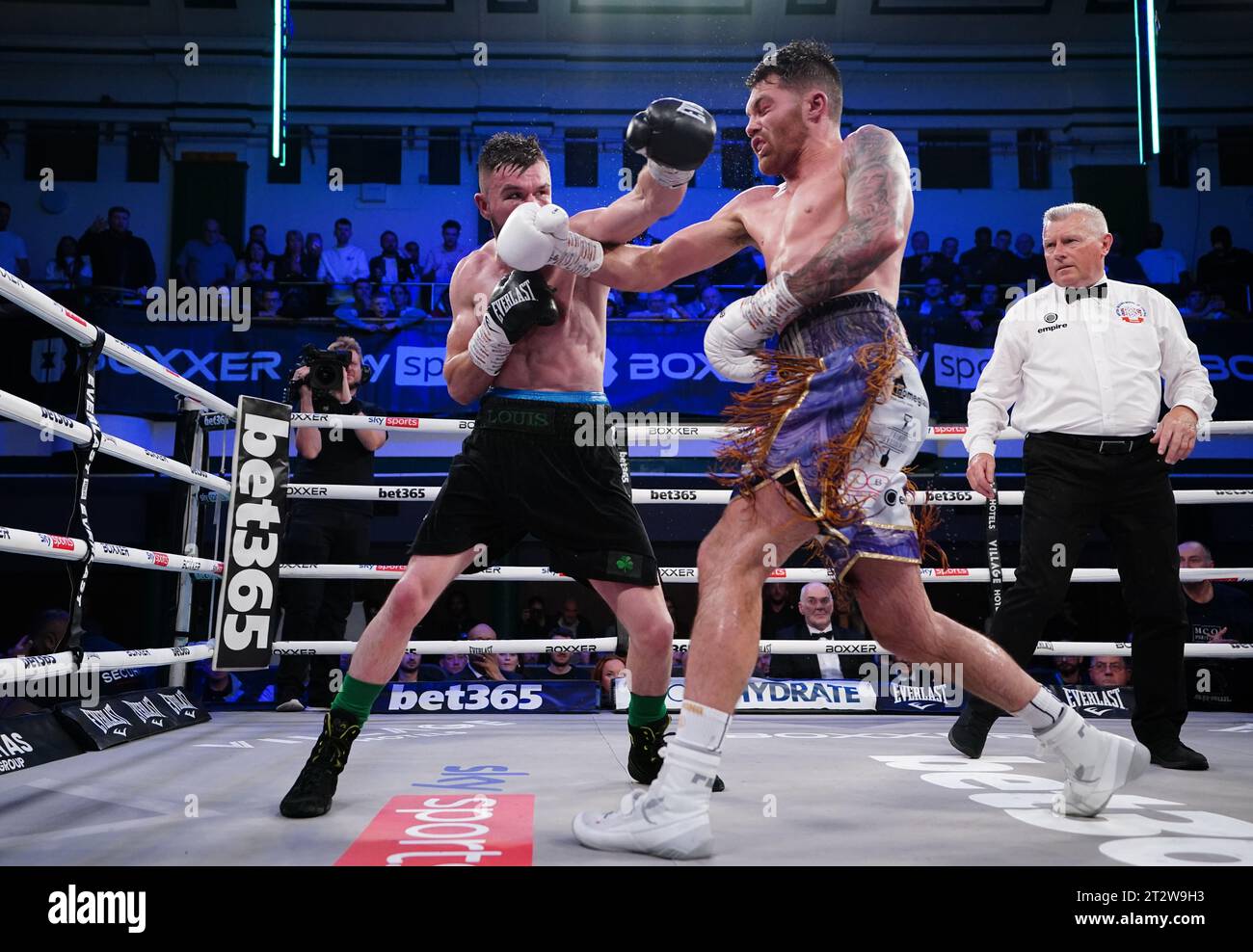 Louis Greene (left) in action against Sam Gilley at York Hall, London ...