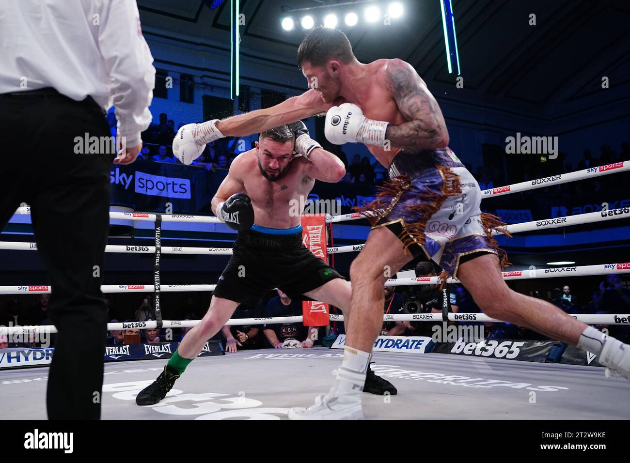 Louis Greene (left) in action against Sam Gilley at York Hall, London ...