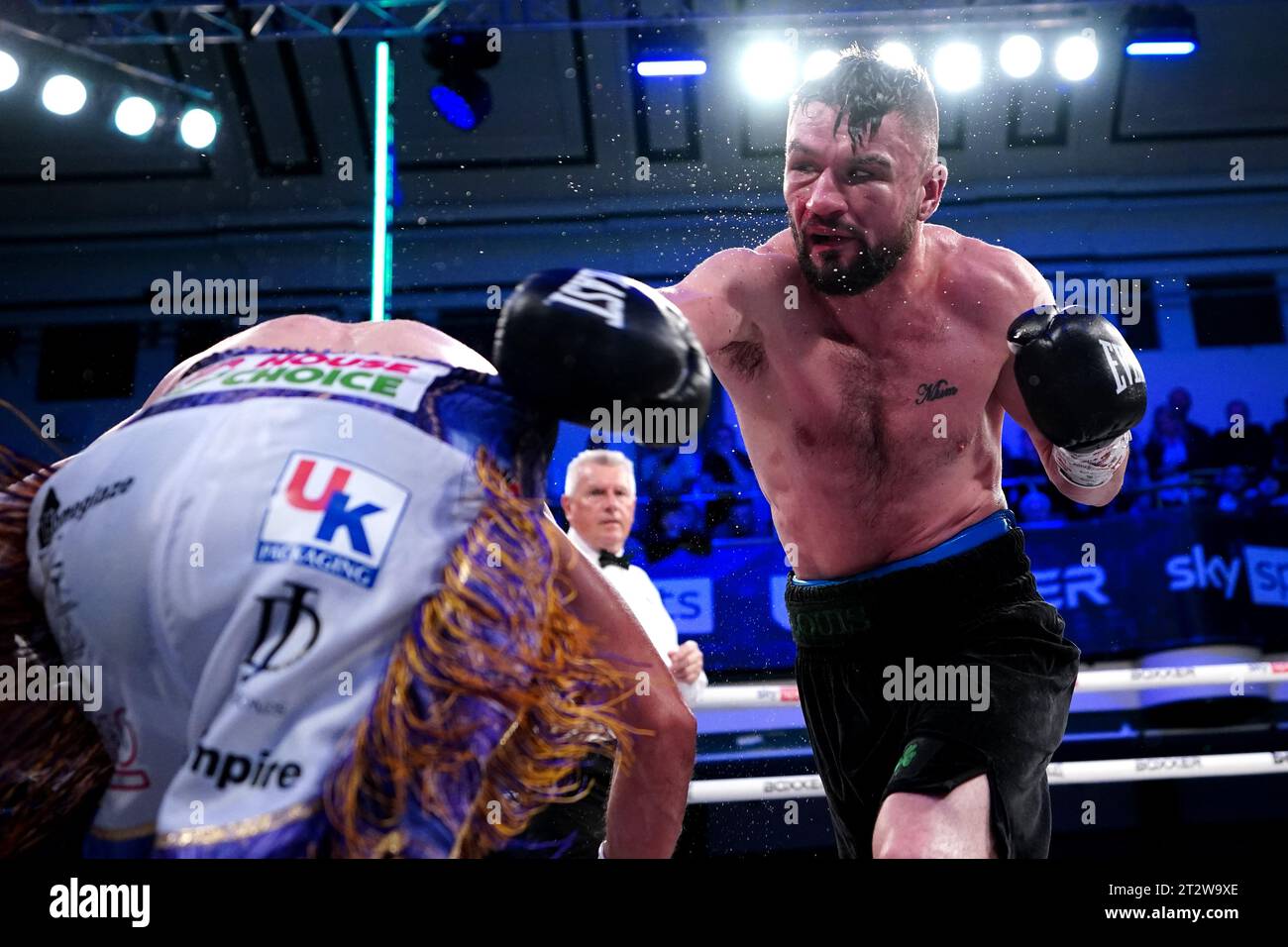 Louis Greene (right) in action against Sam Gilley at York Hall, London ...