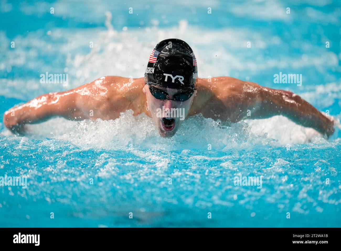 Jack Dahlgren of the United States swims to win the bronze medal in the ...