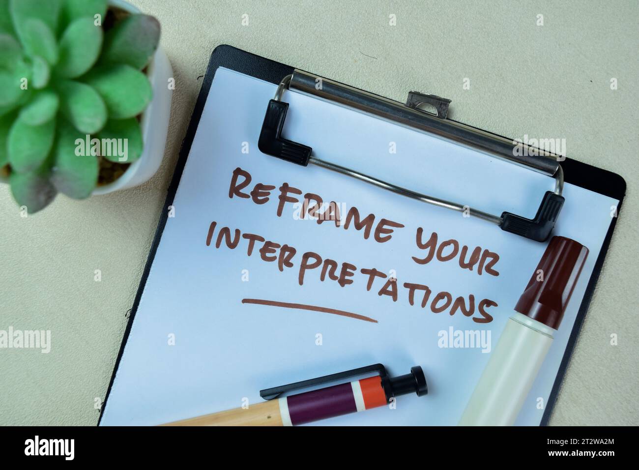 Concept of Reframe Your Interpretations write on paperwork isolated on ...
