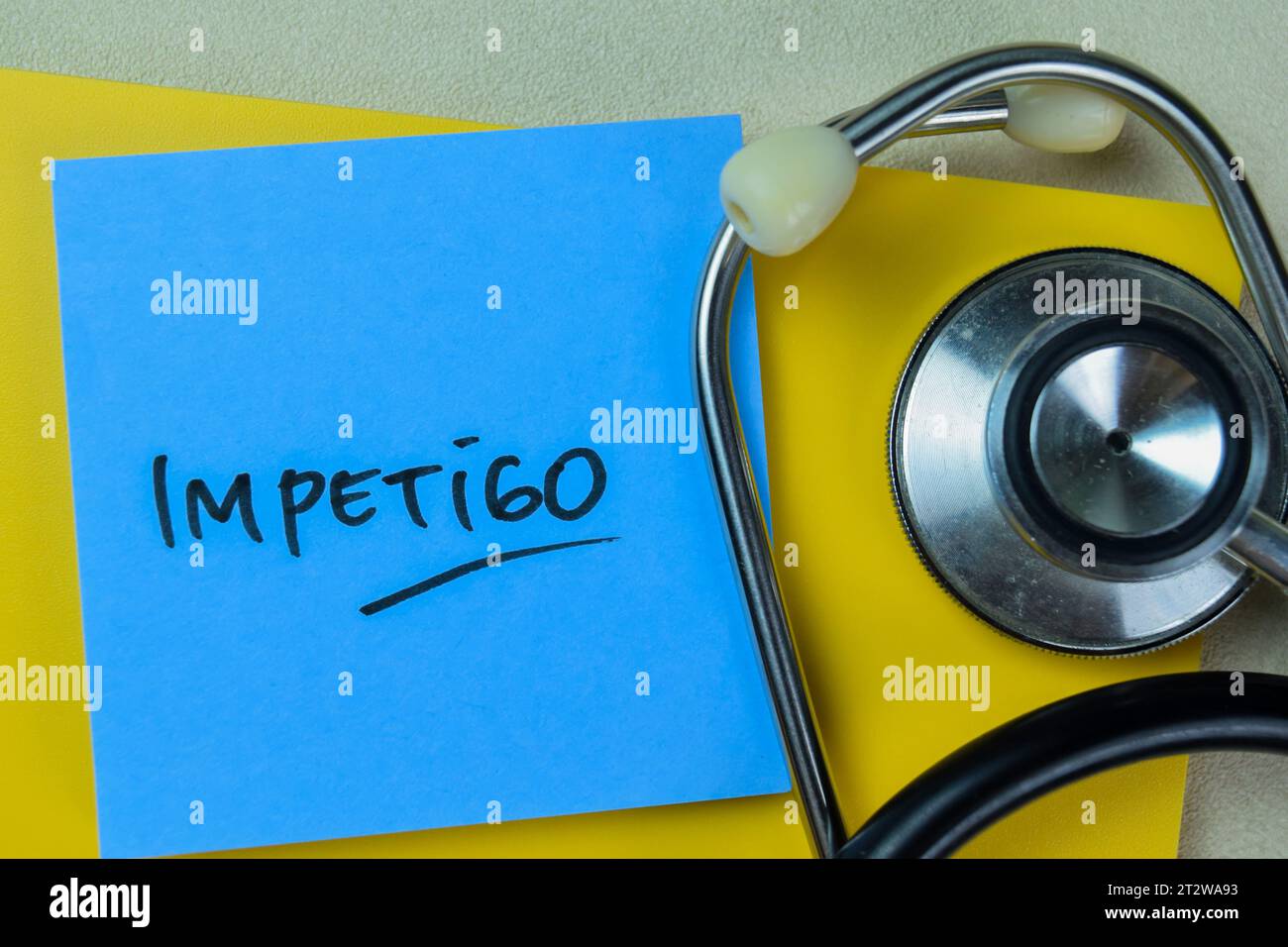 Concept of Impetigo write on sticky notes with stethoscope isolated on ...