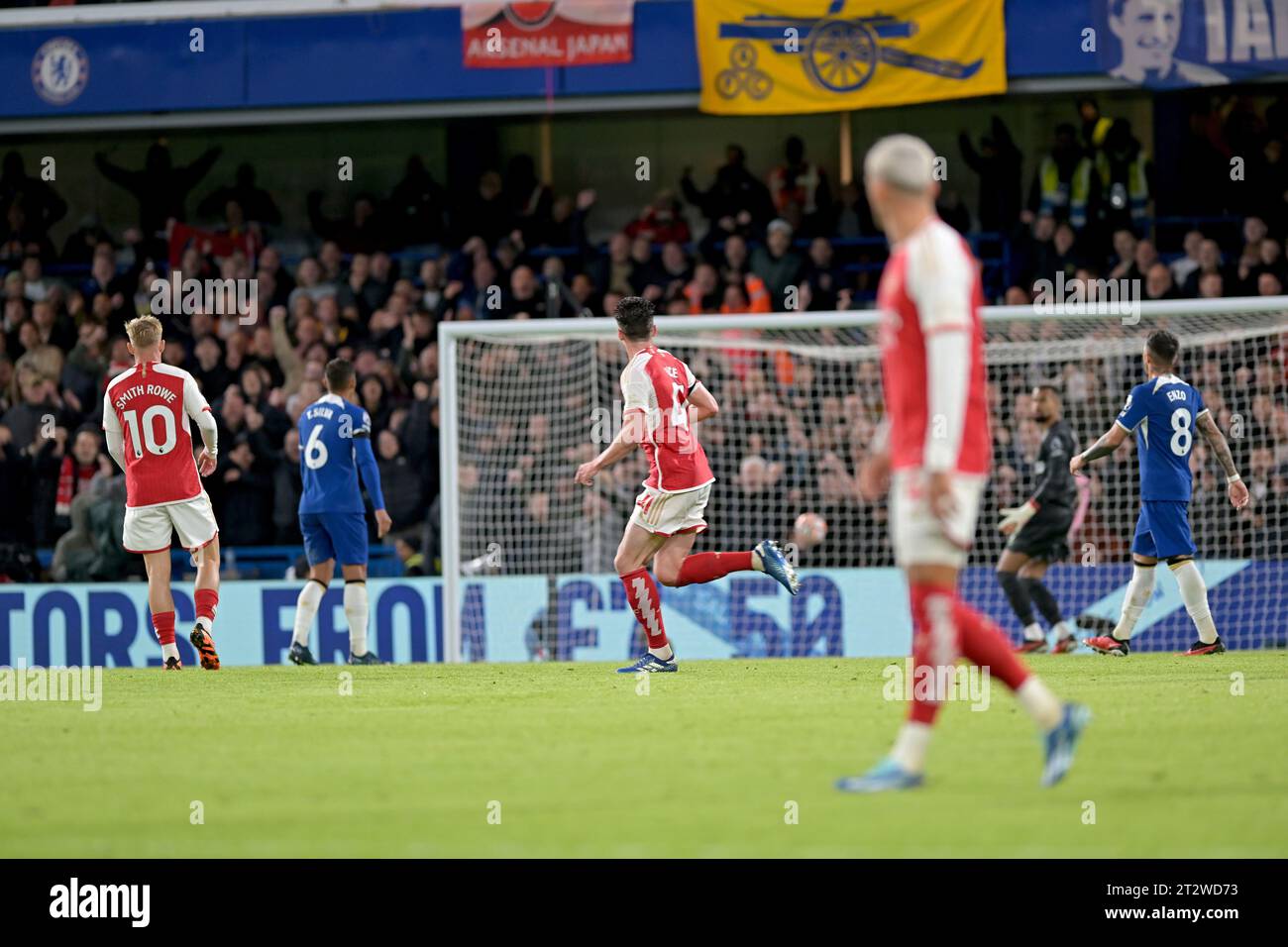 London, UK. 21st Oct, 2023. GOAL Declan Rice of Arsenal pulls a goal ...