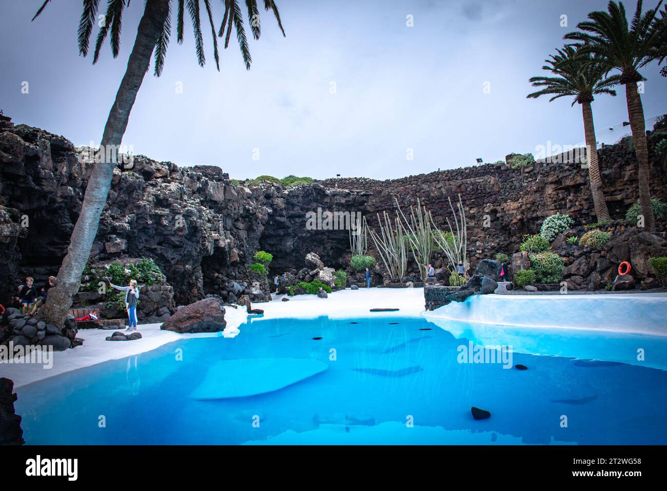 Swimming pool in Lanzarote, Canary Islands, Spain Stock Photo - Alamy