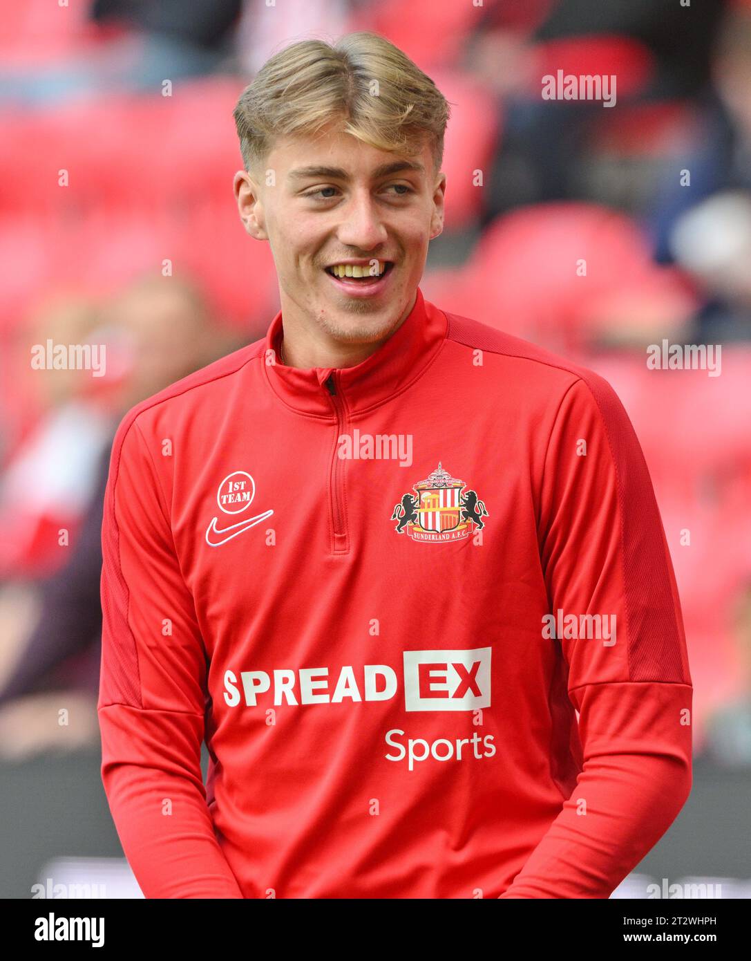 Jack Clarke 20# of Sunderland Association Football Club all smiles as ...
