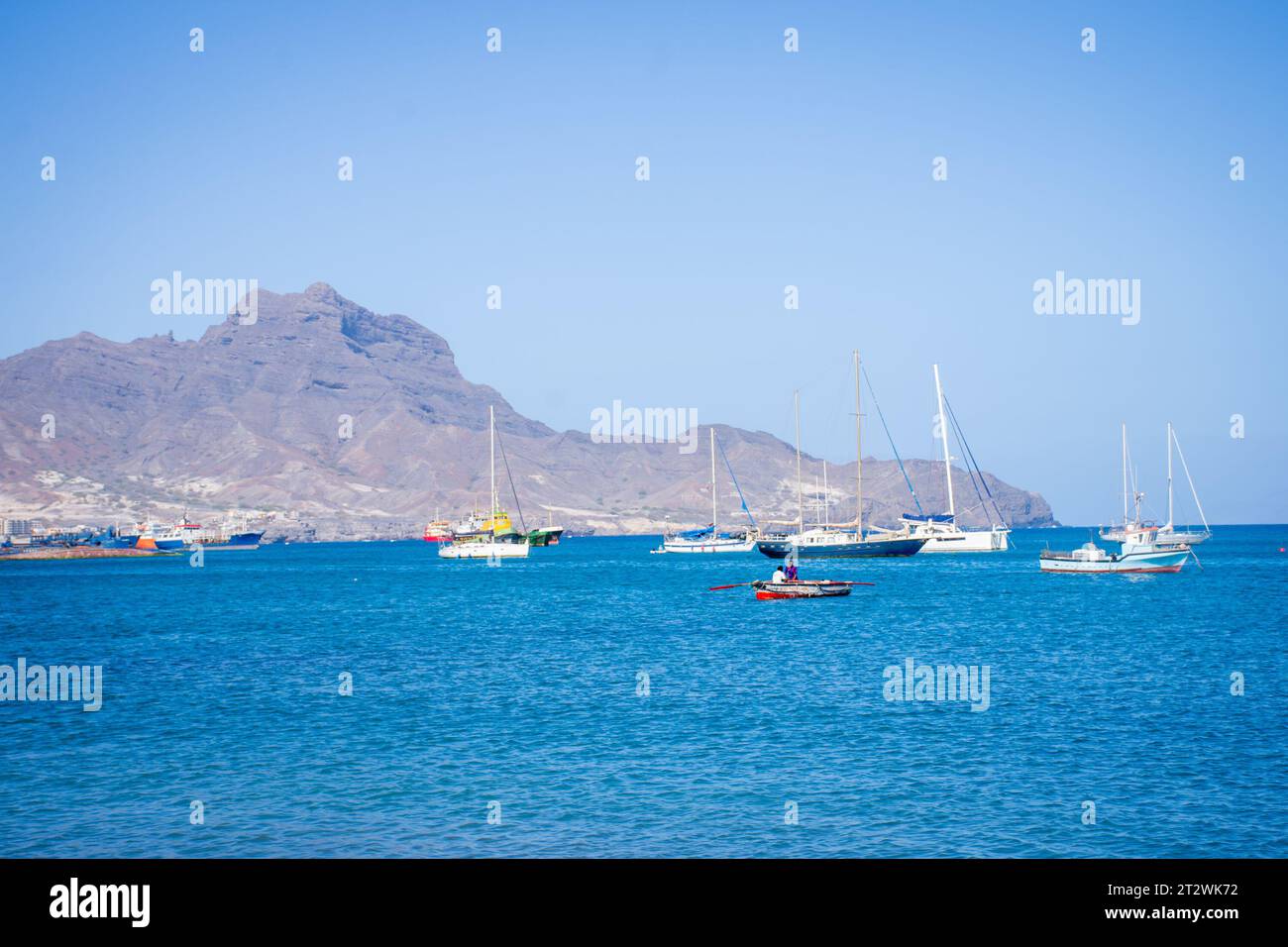 View of Laginha beach in Mindelo city in Sao Vicente Island in Cape ...