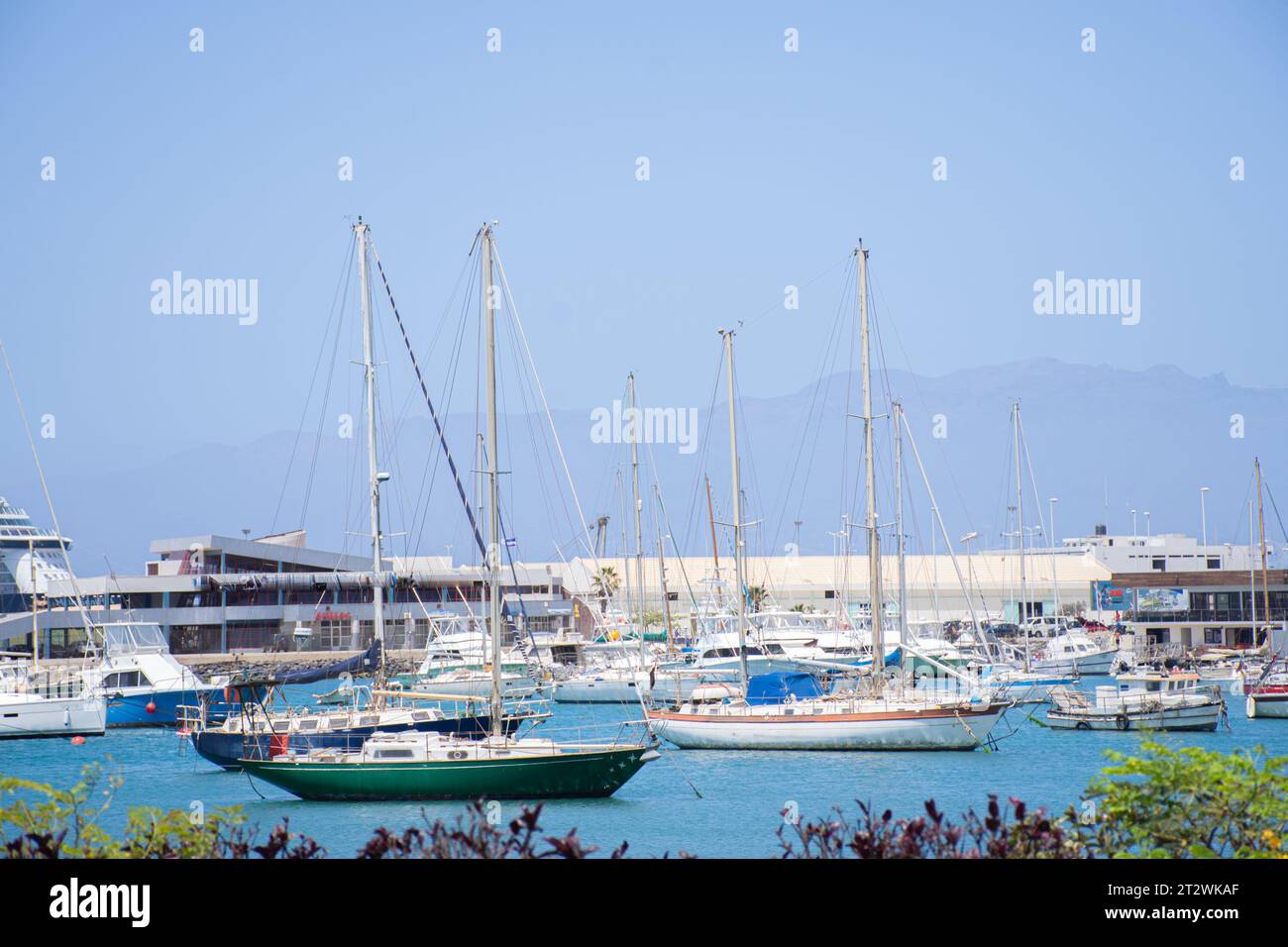 View to the main port of Mindelo on the island of Sao Vicente, Cape ...