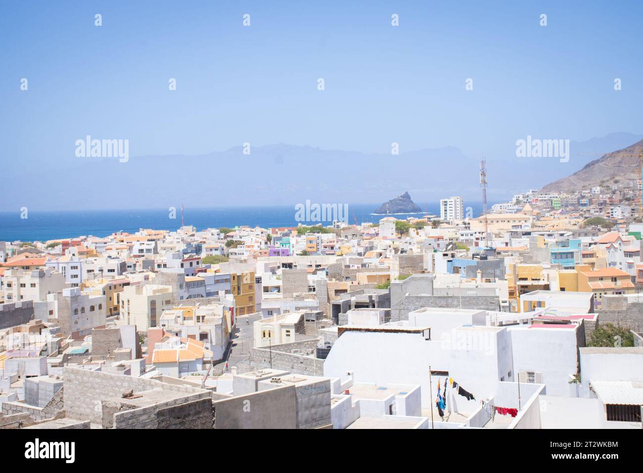 View to the main port of Mindelo on the island of Sao Vicente, Cape ...