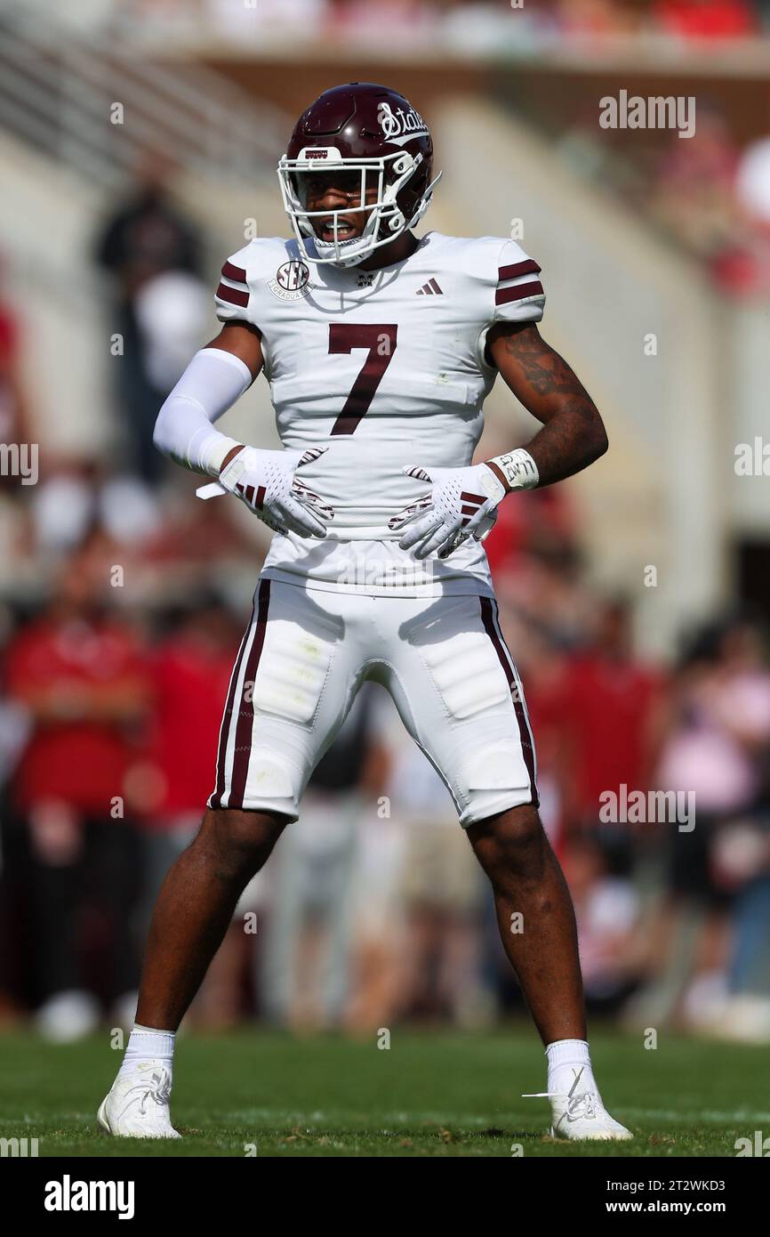 October 21, 2023: Mississippi State safety Shawn Preston Jr. #7 motions ...