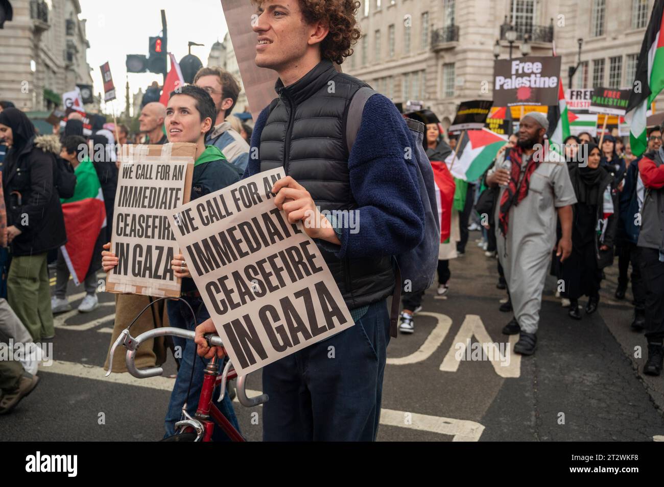 Protestors on a rally against the bombing of Gaza with placards "We ...