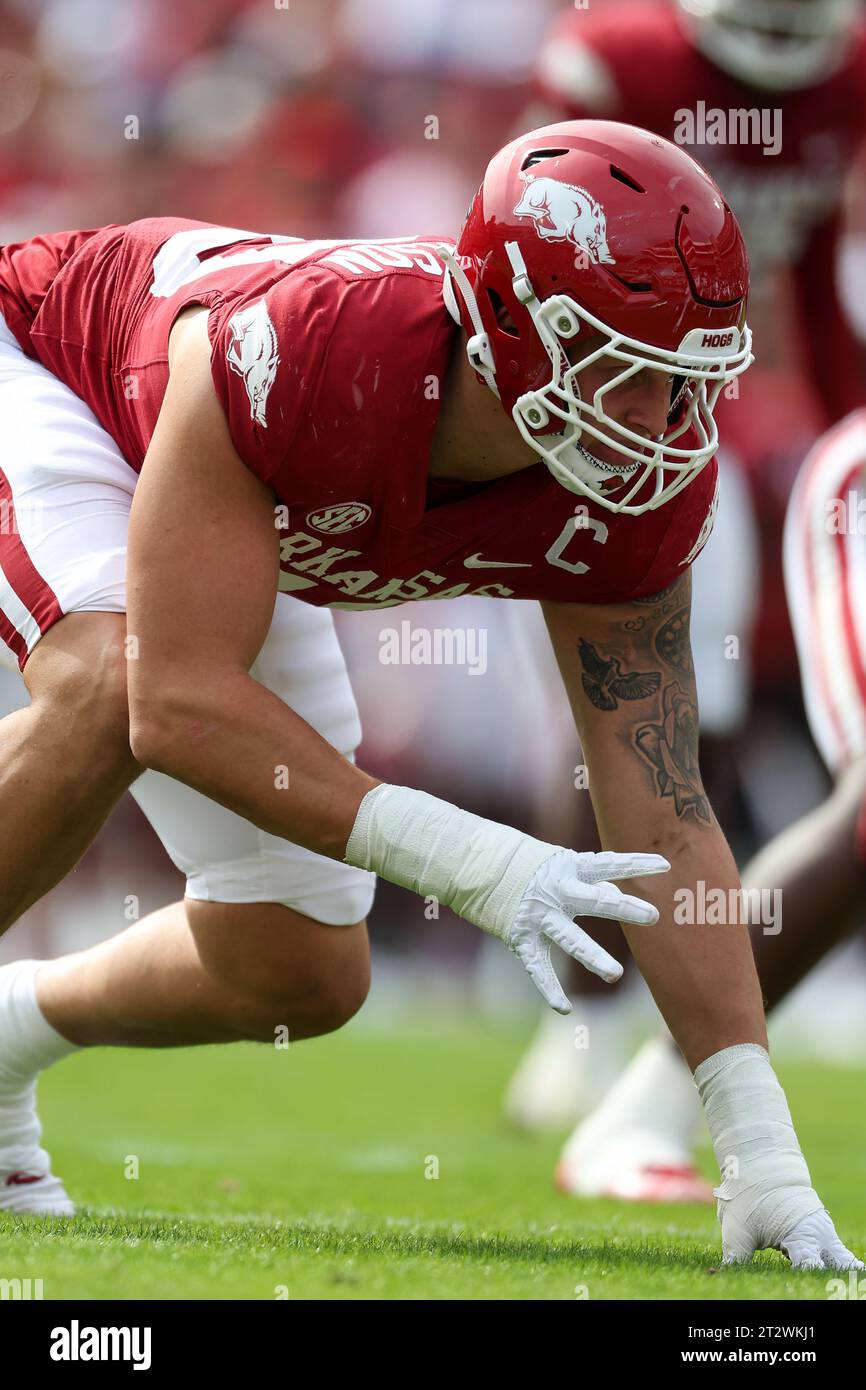 October 21, 2023: Landon Jackson #40 Arkansas defensive lineman waits ...