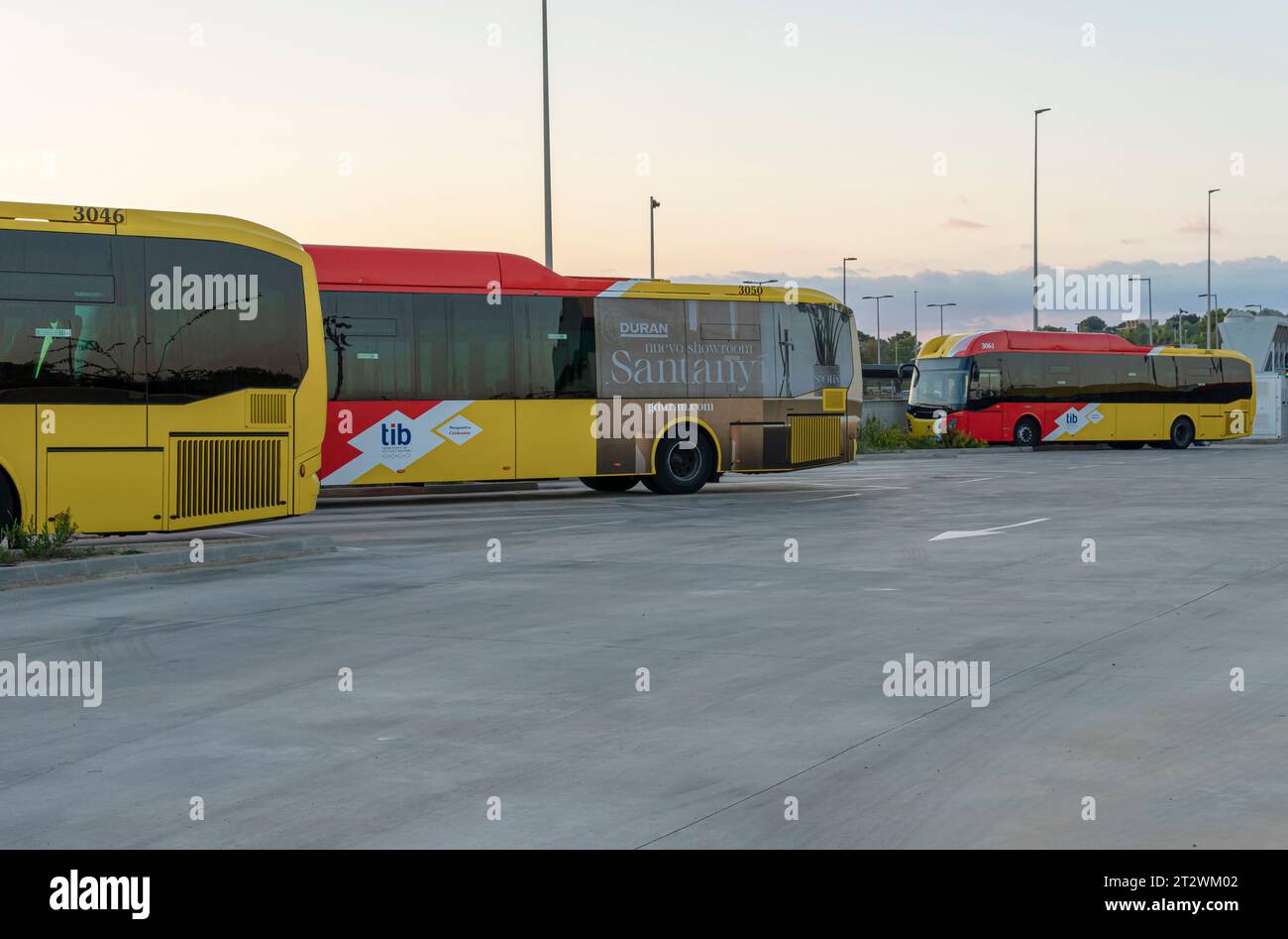 Felanitx, Spain; october 09 2023: TIB buses parked in an industrial ...