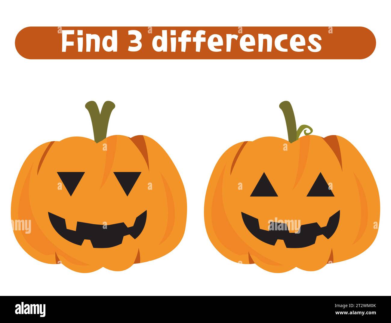 Find three differences. Cute Halloween pumpkin. Worksheet for kids ...
