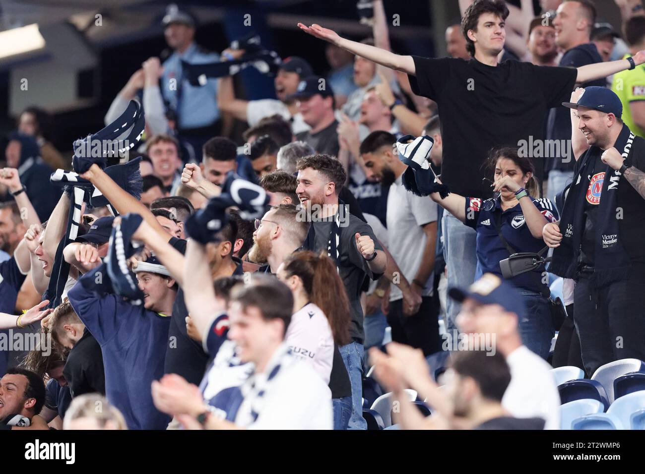 Sydney, Australia. 21st Oct, 2023. Melbourne Victory fans show their ...