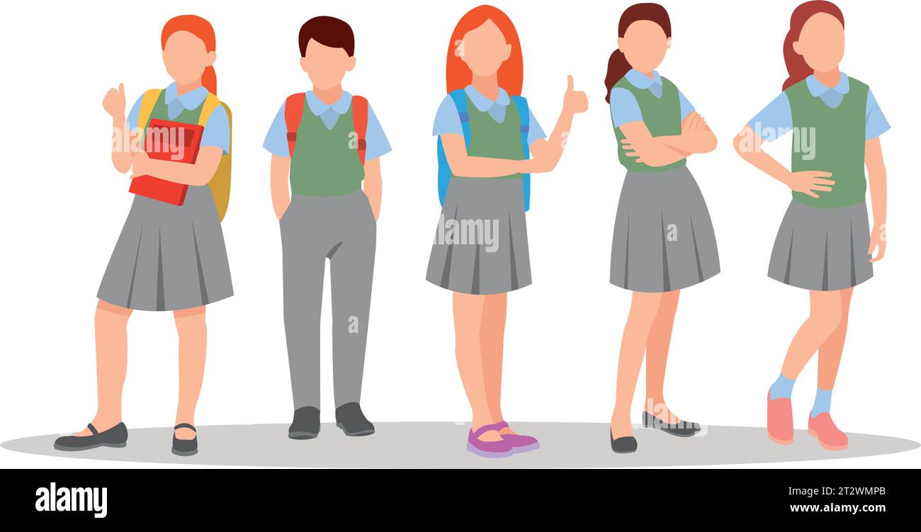 vector illustration of students in different postures Stock Vector ...