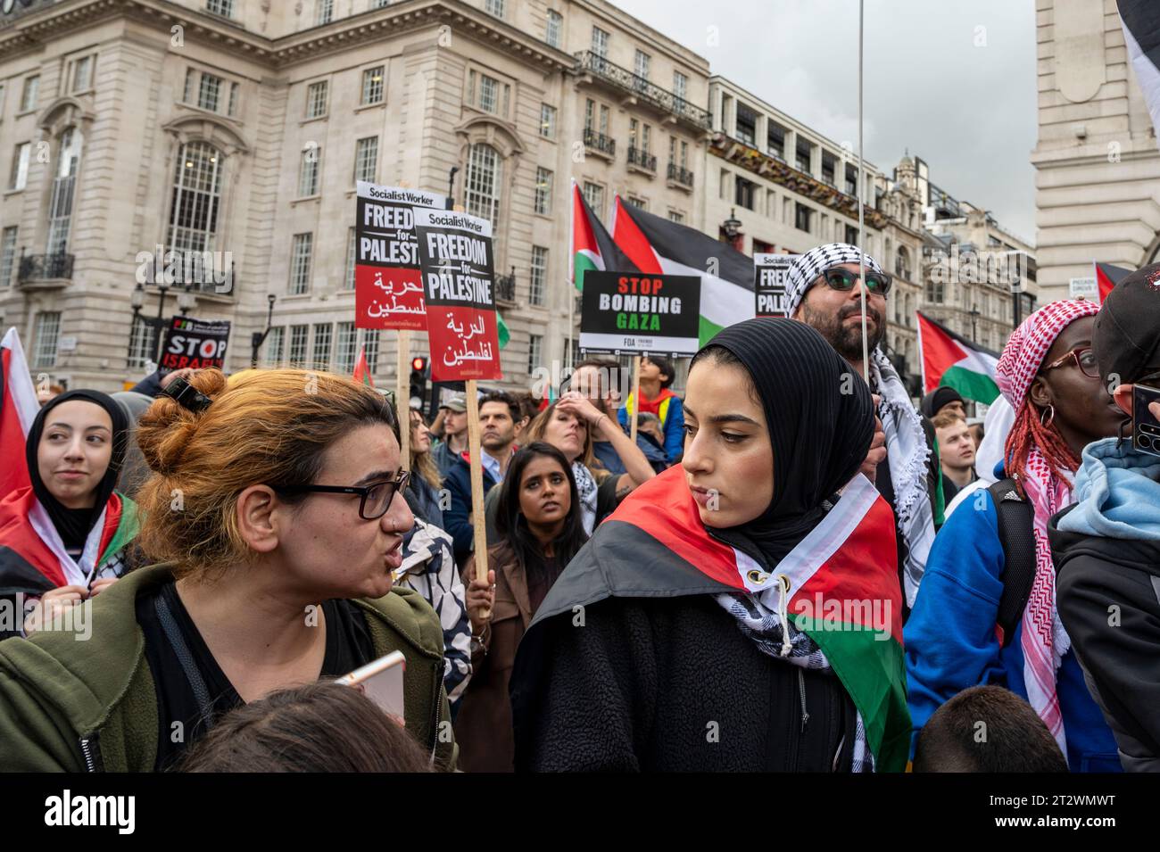 Young people protesting against the Israel Gaza War with Palestinian ...