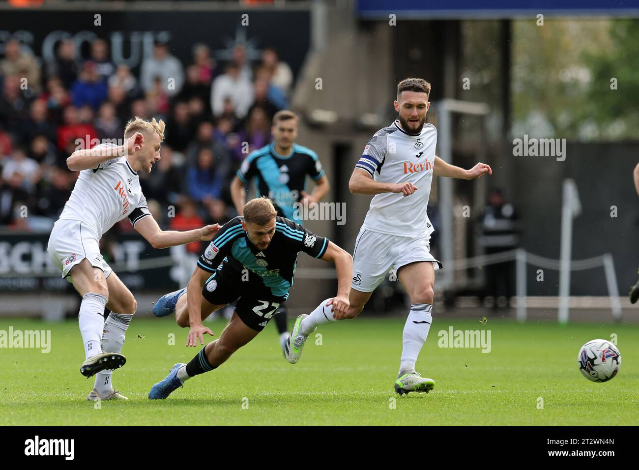 Swansea, UK. 21st Oct, 2023. Kiernan Dewsbury-Hall of Leicester City (c ...