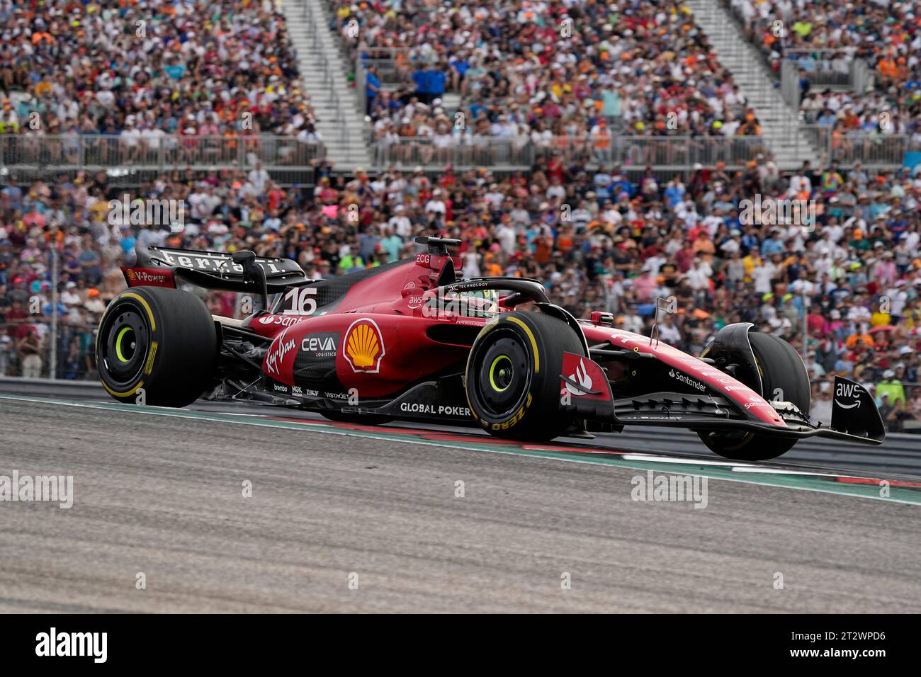 Ferrari driver Charles Leclerc, of Monaco, steers his car through a ...