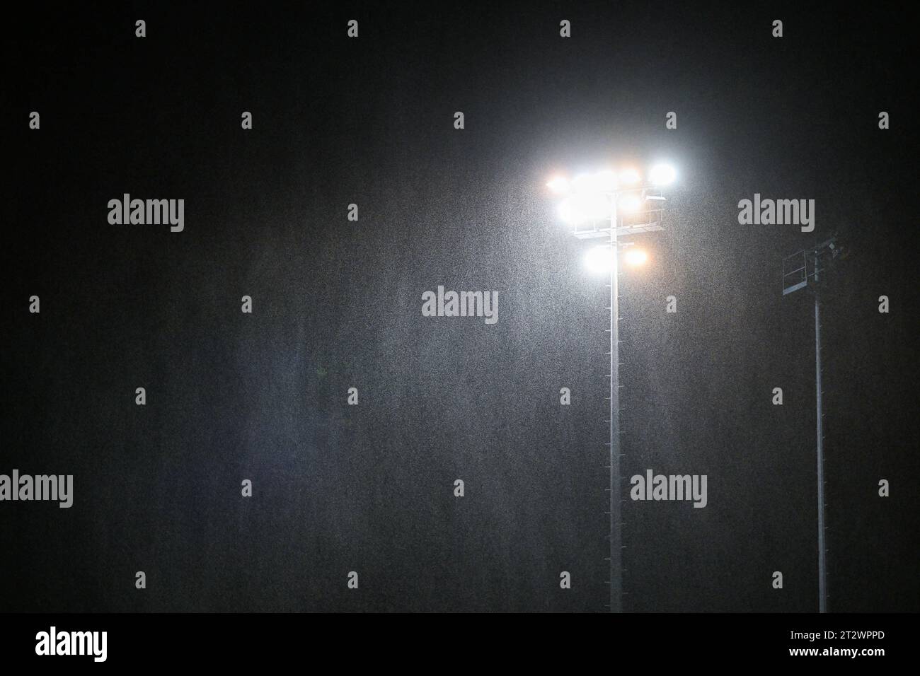 Anderlecht, Belgium. 21st Oct, 2023. Rain in Neerpede pictured during a ...