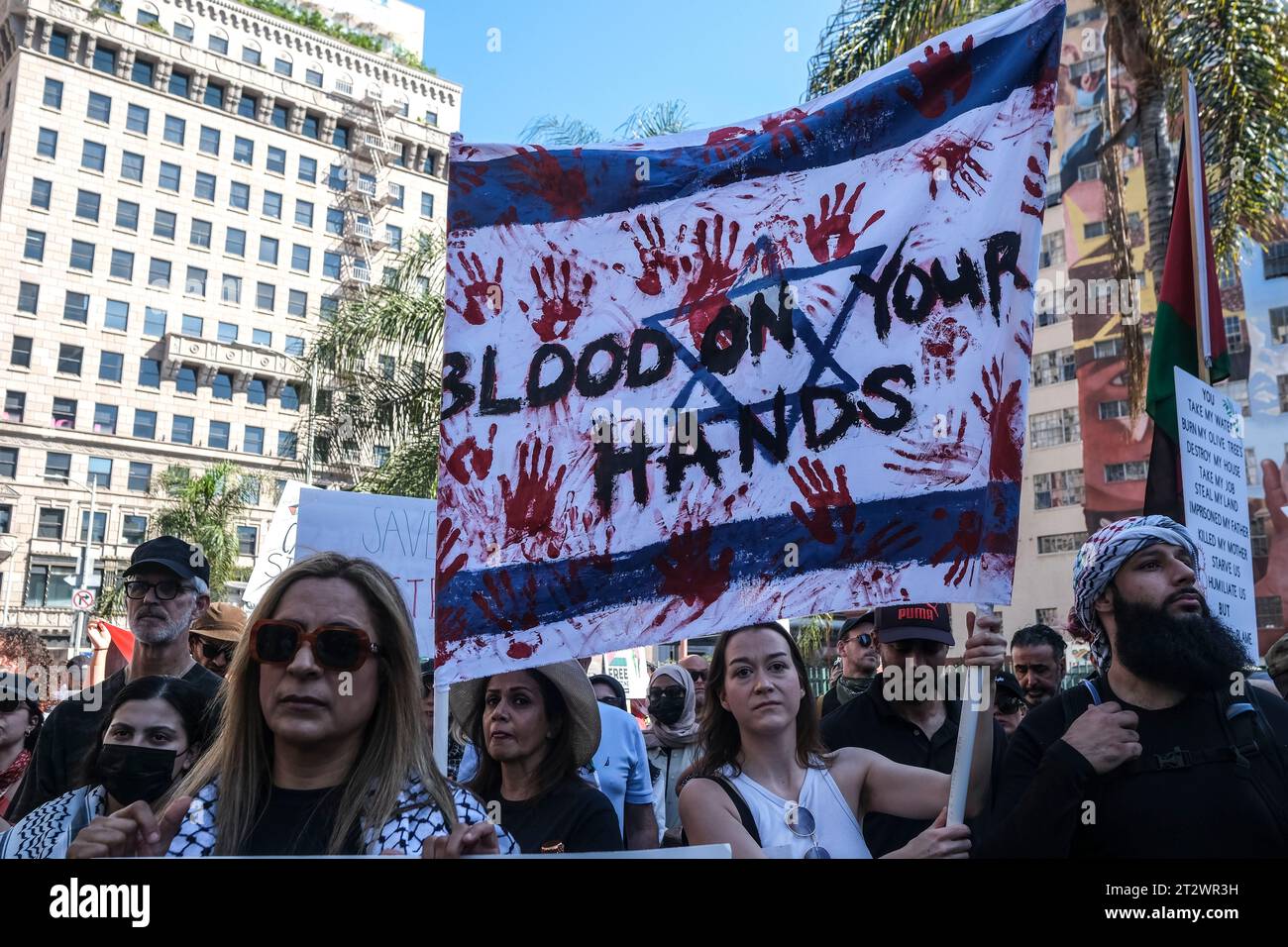 Los Angeles, California, USA. 21st Oct, 2023. Crowds gathered at ...