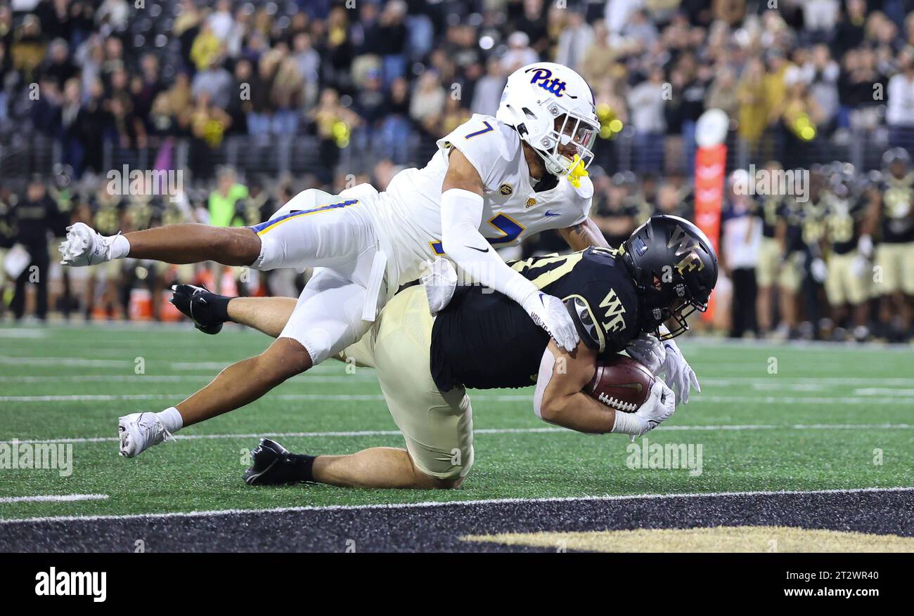 October 21, 2023: Wake Forest junior Cameron Hite (20) catches the ...