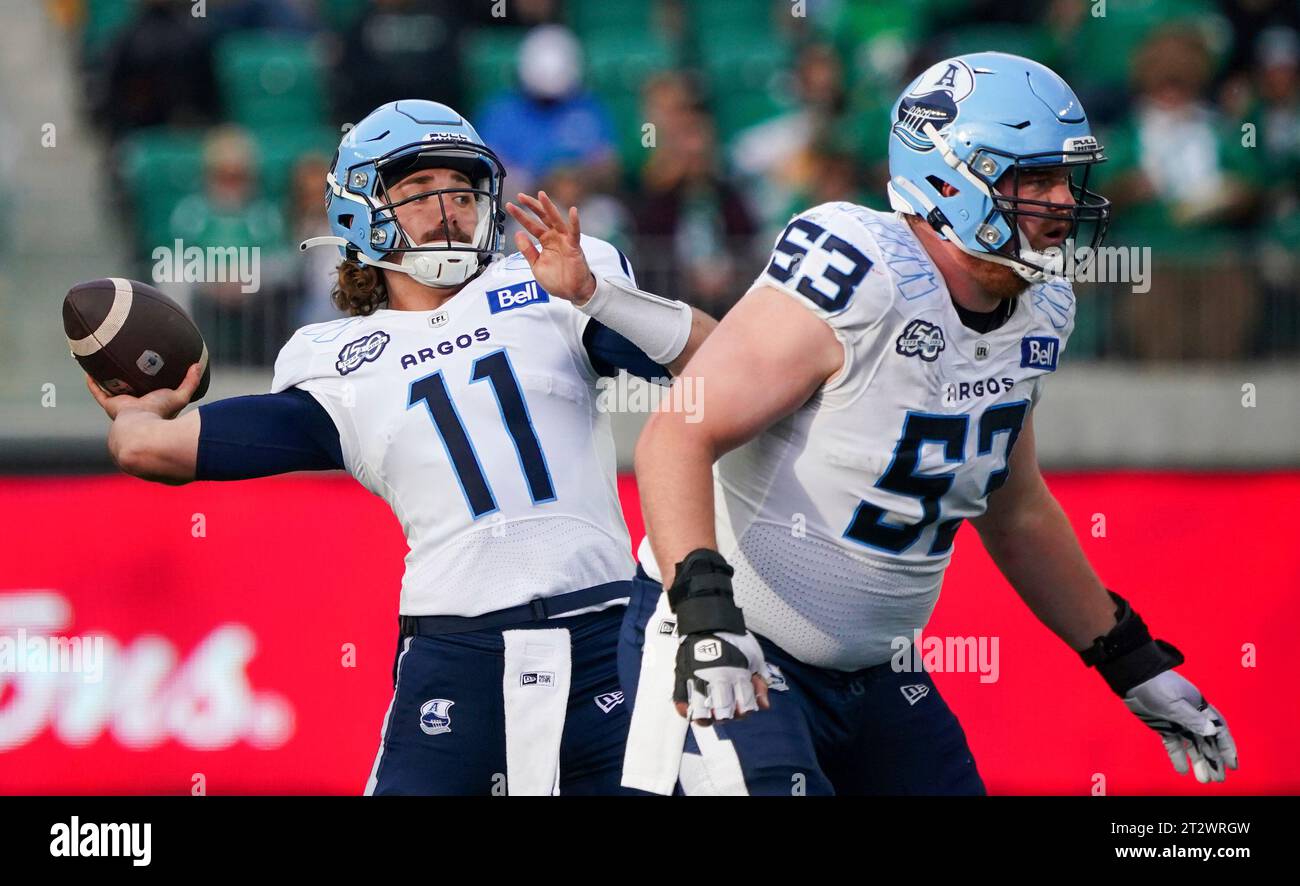 Toronto Argonauts quarterback Cameron Dukes (11) looks to throw against ...