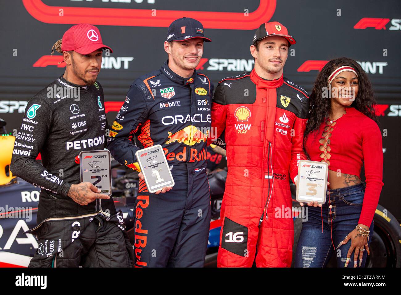 Sprint Race Podium From Left to Right: Lewis Hamilton (GBR) Mercedes ...