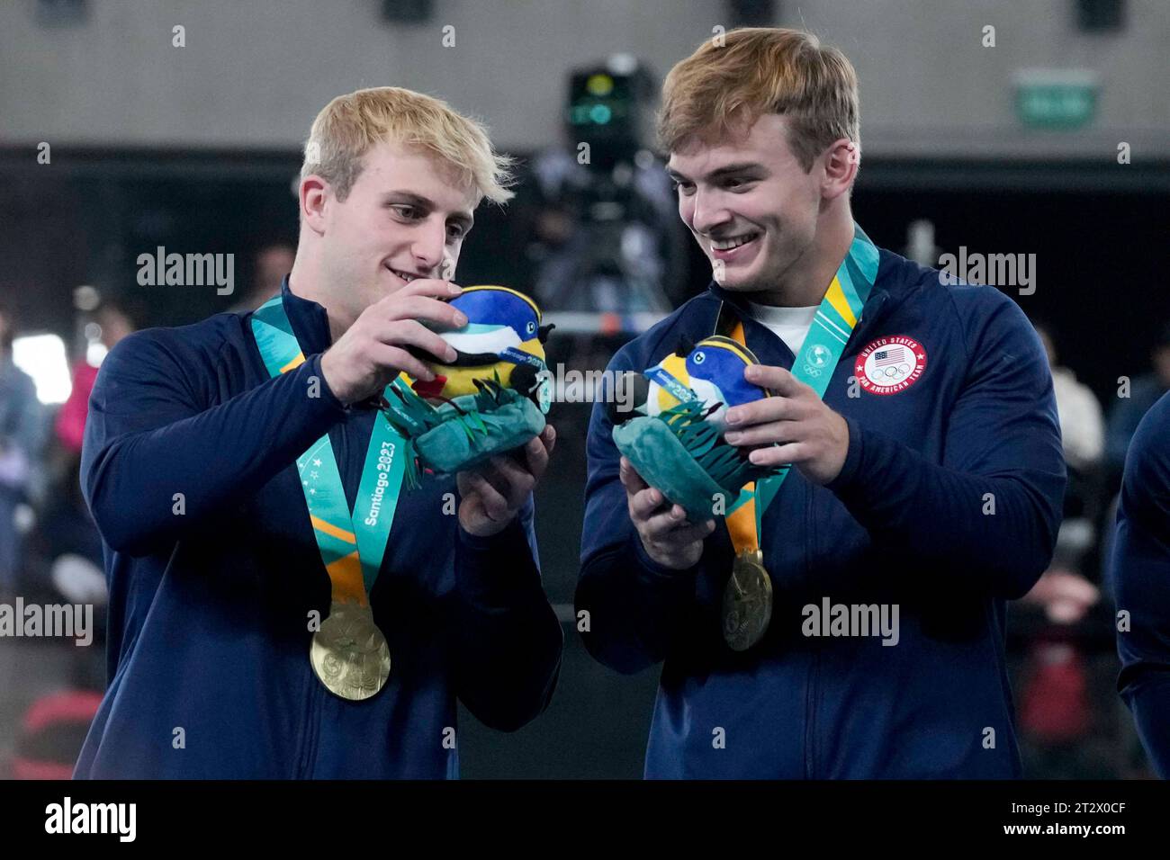 Curran Phillips, right, and Colt Walker of the United States share a ...