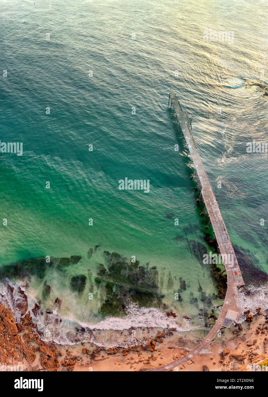 OUtstanding historic timber jetty at Catherine Hill bay coastal town of ...