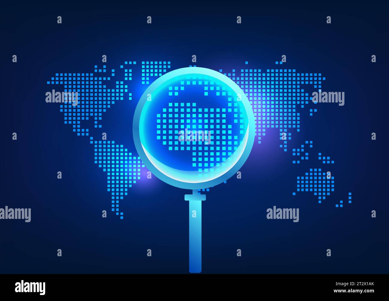 Search technology A magnifying glass that looks at the world map It ...